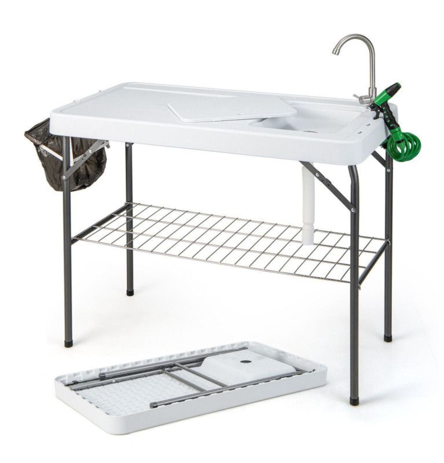 Camping Fish Cleaning Table - Portable Outdoor Sink Station with Faucet ...