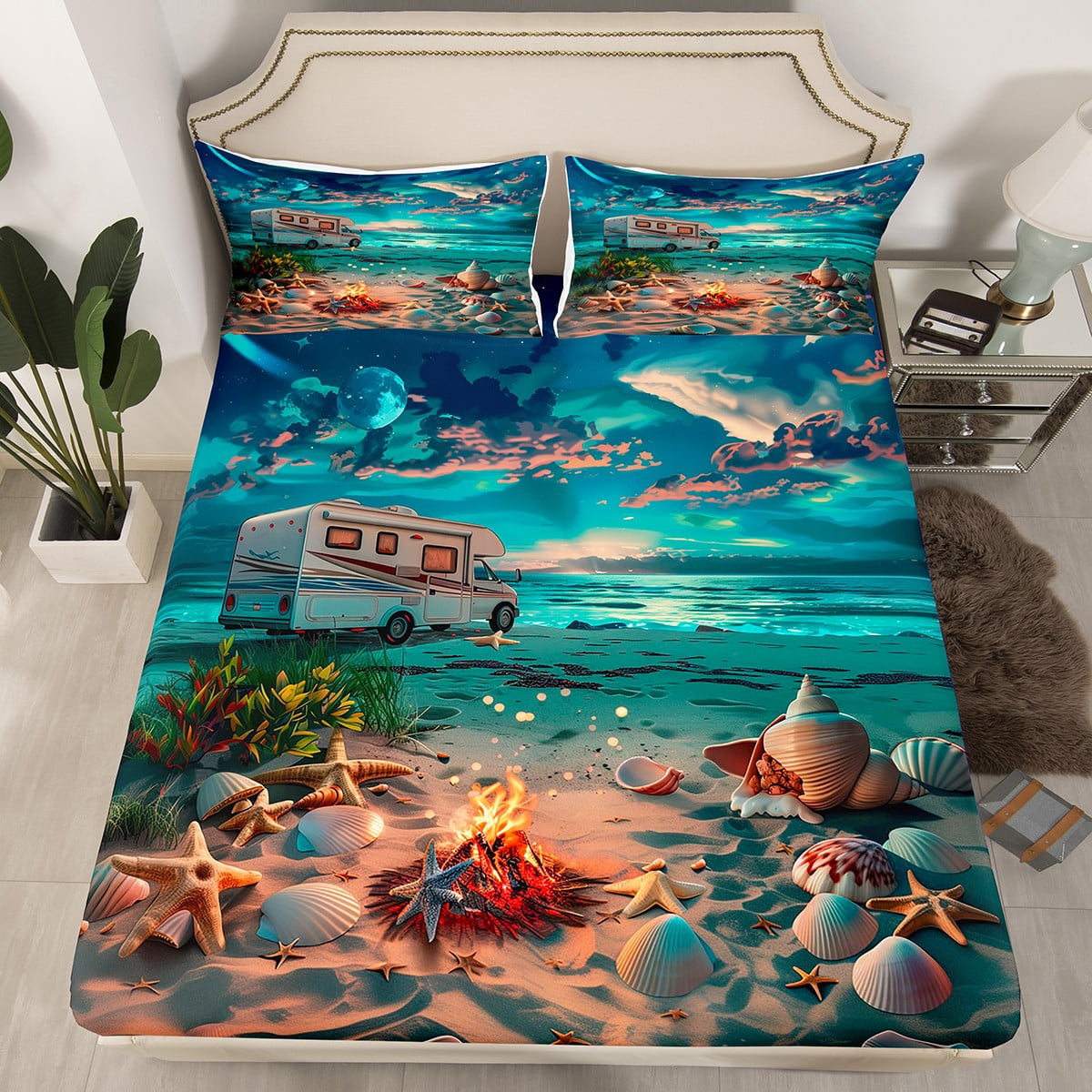 Camping Fitted Sheet Hawaii BeachSheets,Camp Travel Car Bed Sheets ...