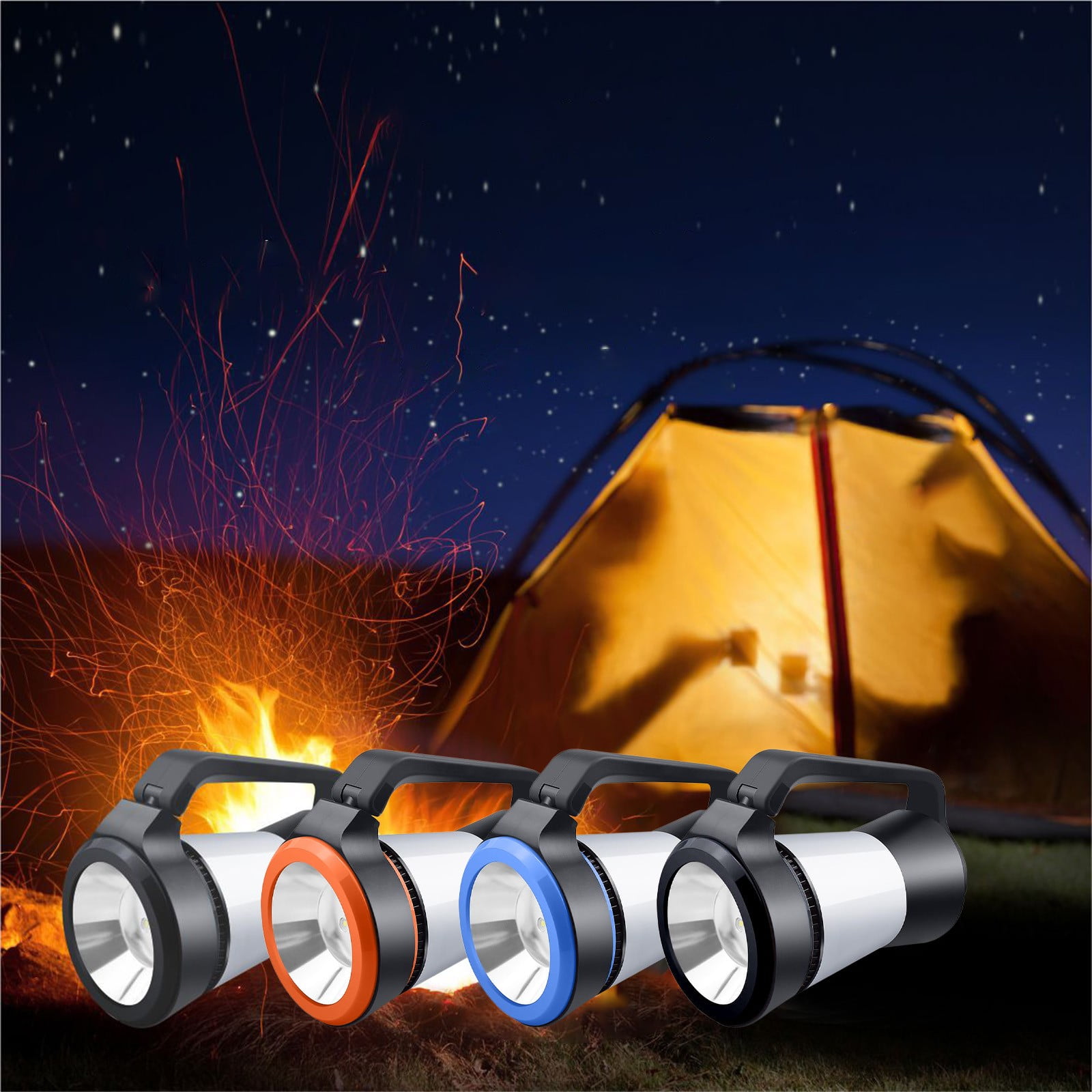 Camping Flashlight, Portable Led Light, Dual Head Design, Waterproof ...