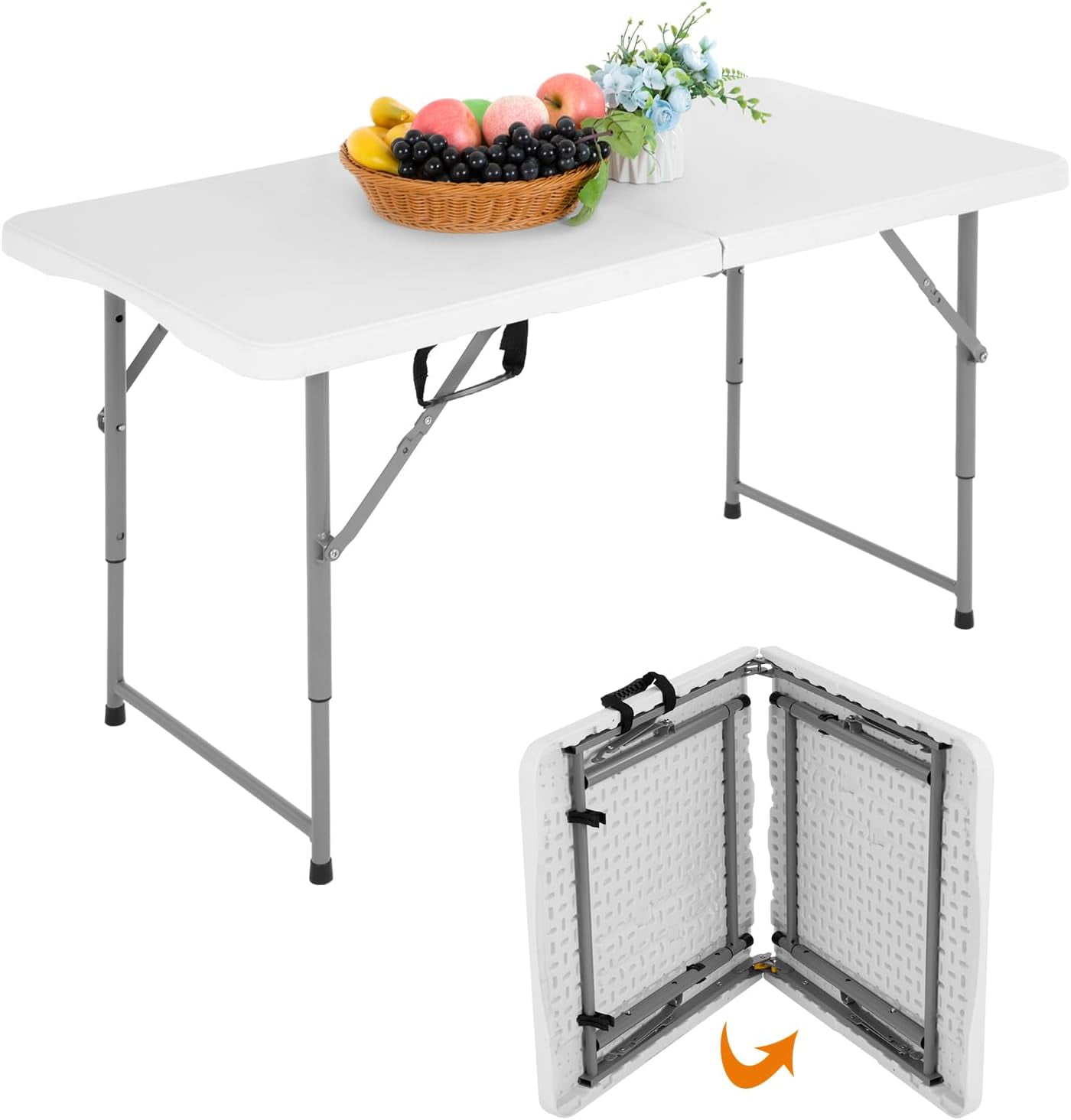 Camping Folding 4 Foot Plastic Table, White - Walmart.com