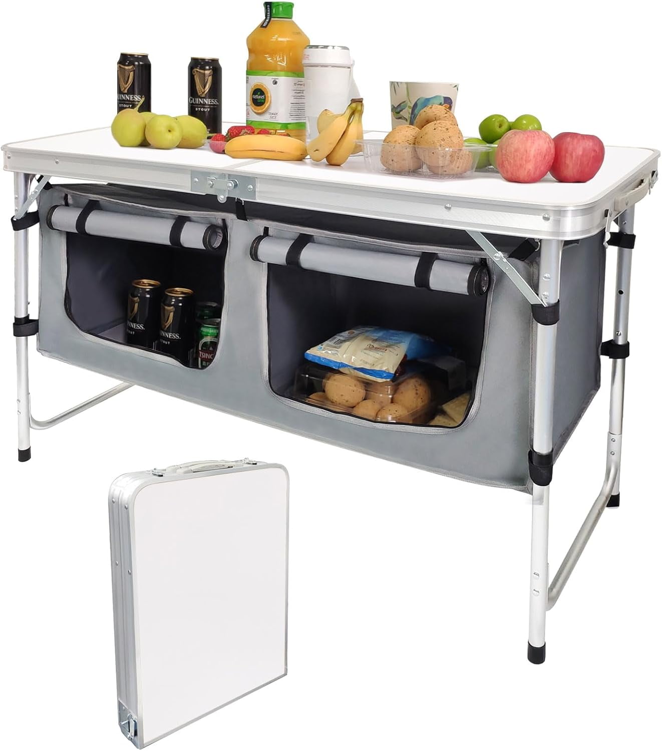 Camping Folding Aluminum Table with Adjustable Legs for Outdoor Travel ...