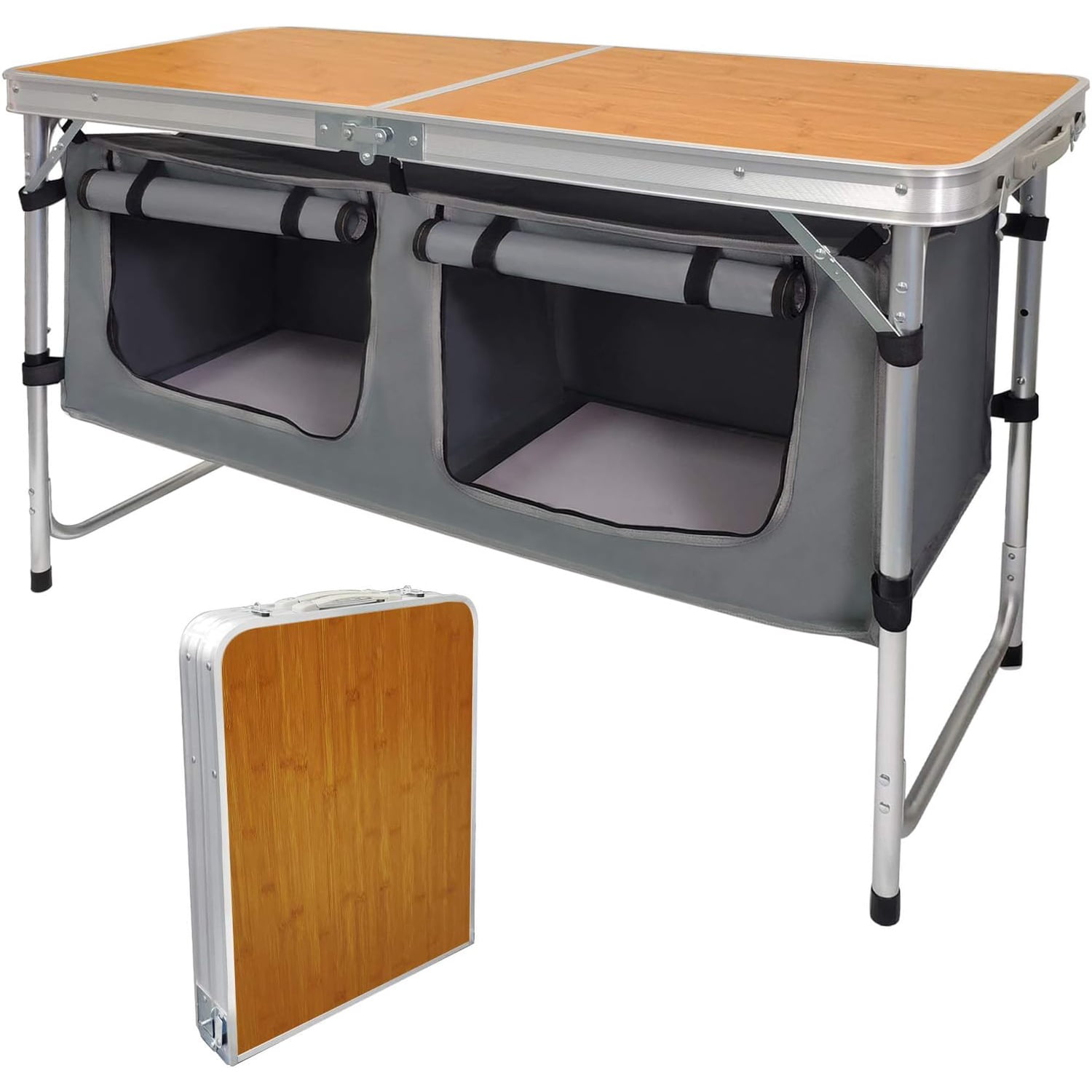 Camping Folding Aluminum Table with Adjustable Legs for Outdoor Travel ...
