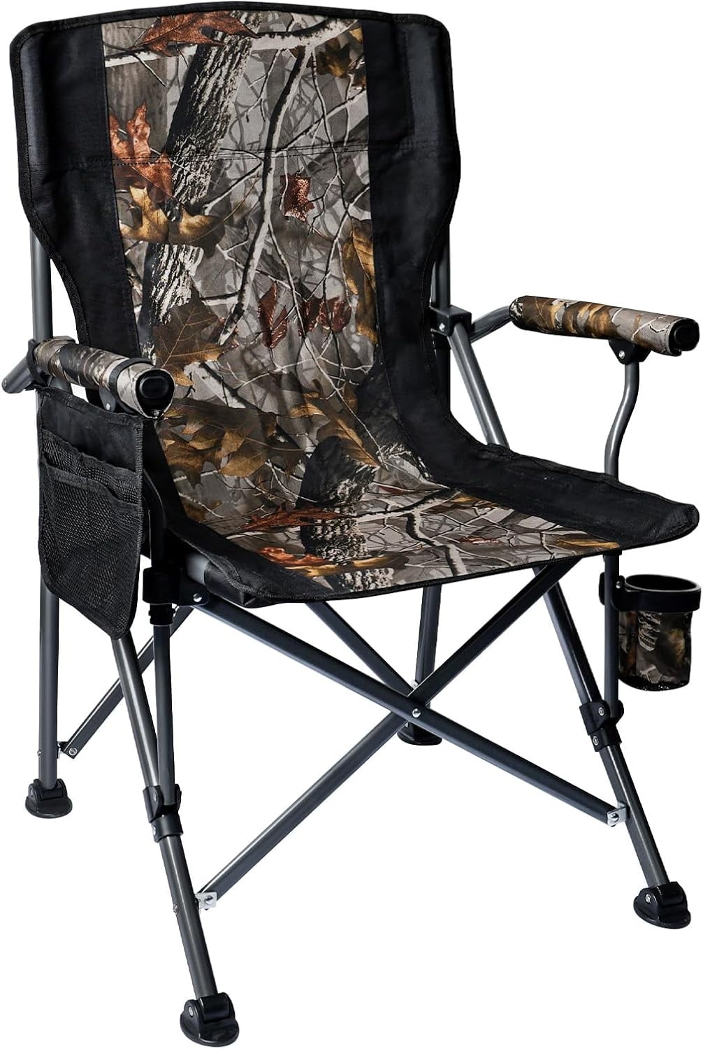 Camping Folding Chair, Heavy Duty Steel Frame Support 400 LBS with Side ...