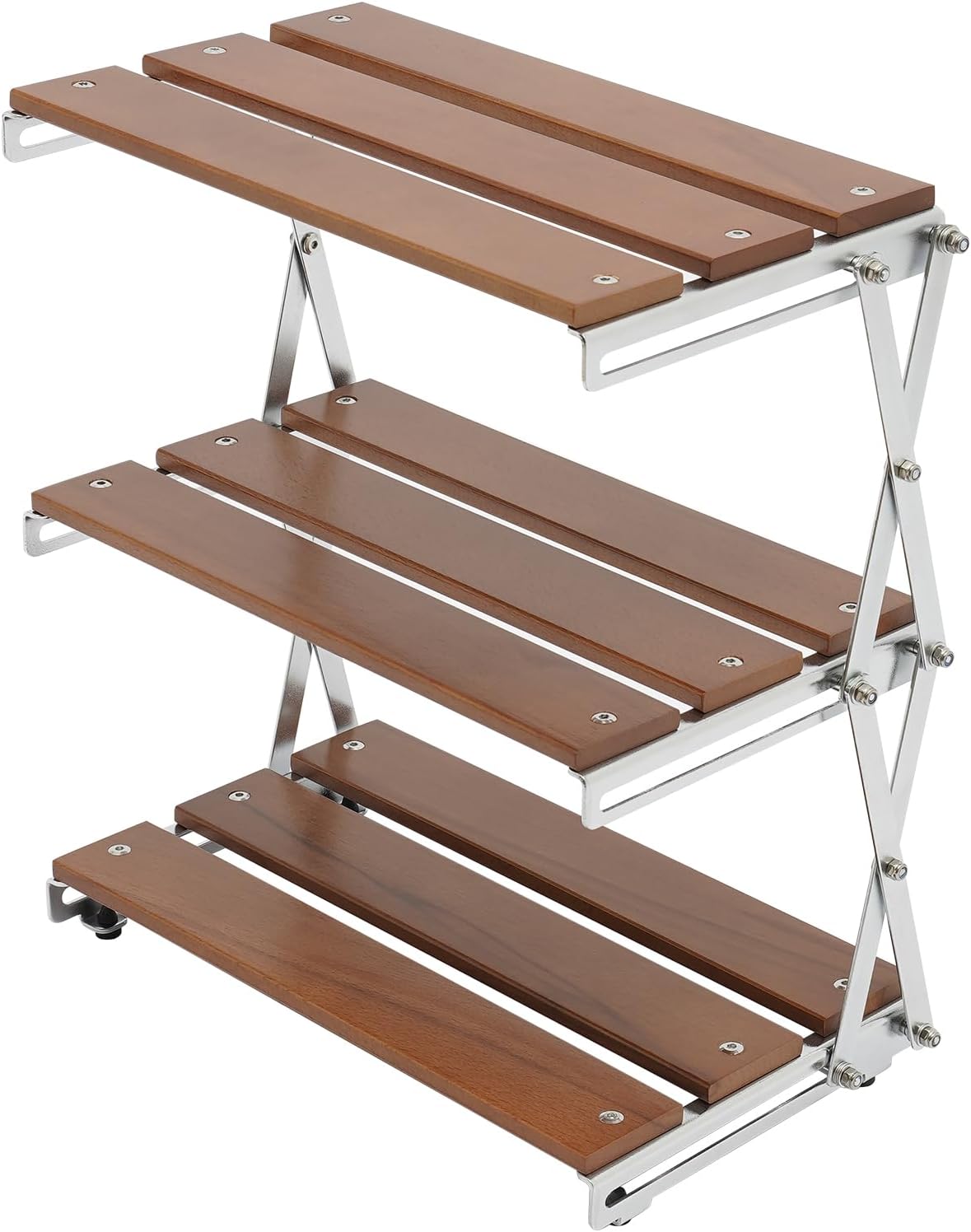 Camping Folding Storage Rack 3-Tier Natural Wood Desktop organizing ...