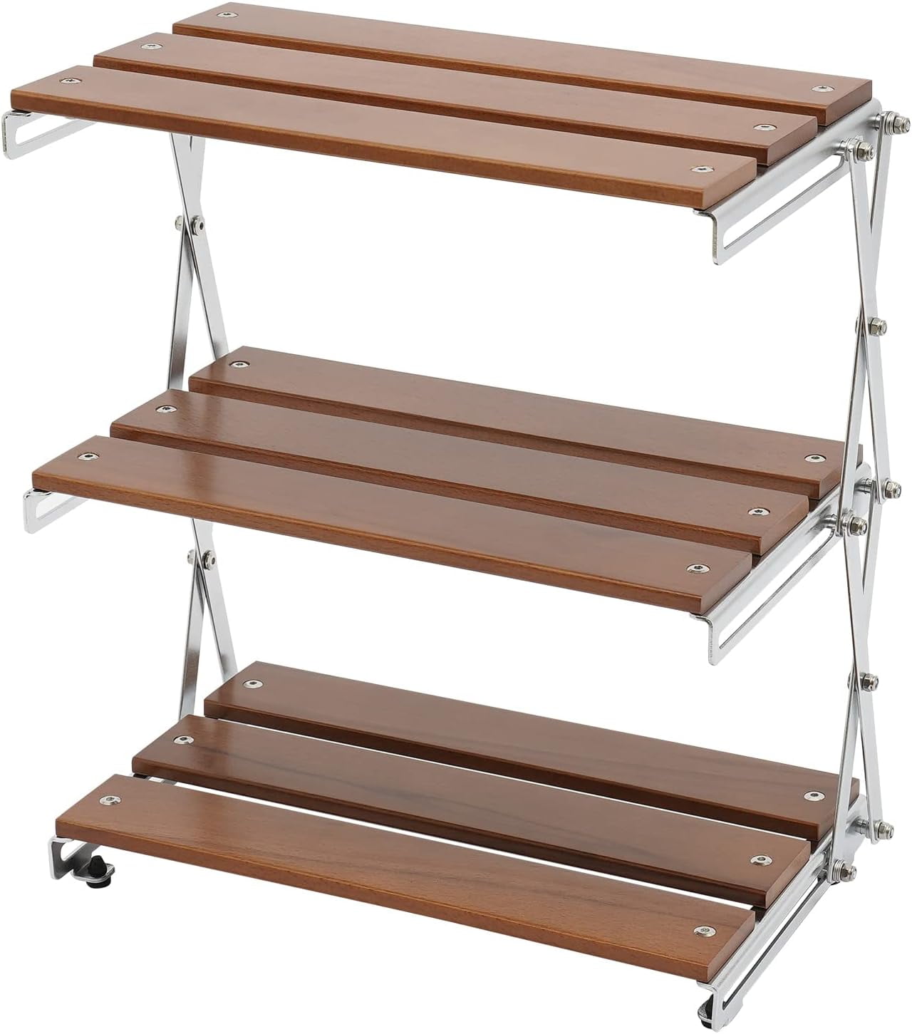 Camping Folding Storage Rack 3-Tier Natural Wood Desktop organizing ...