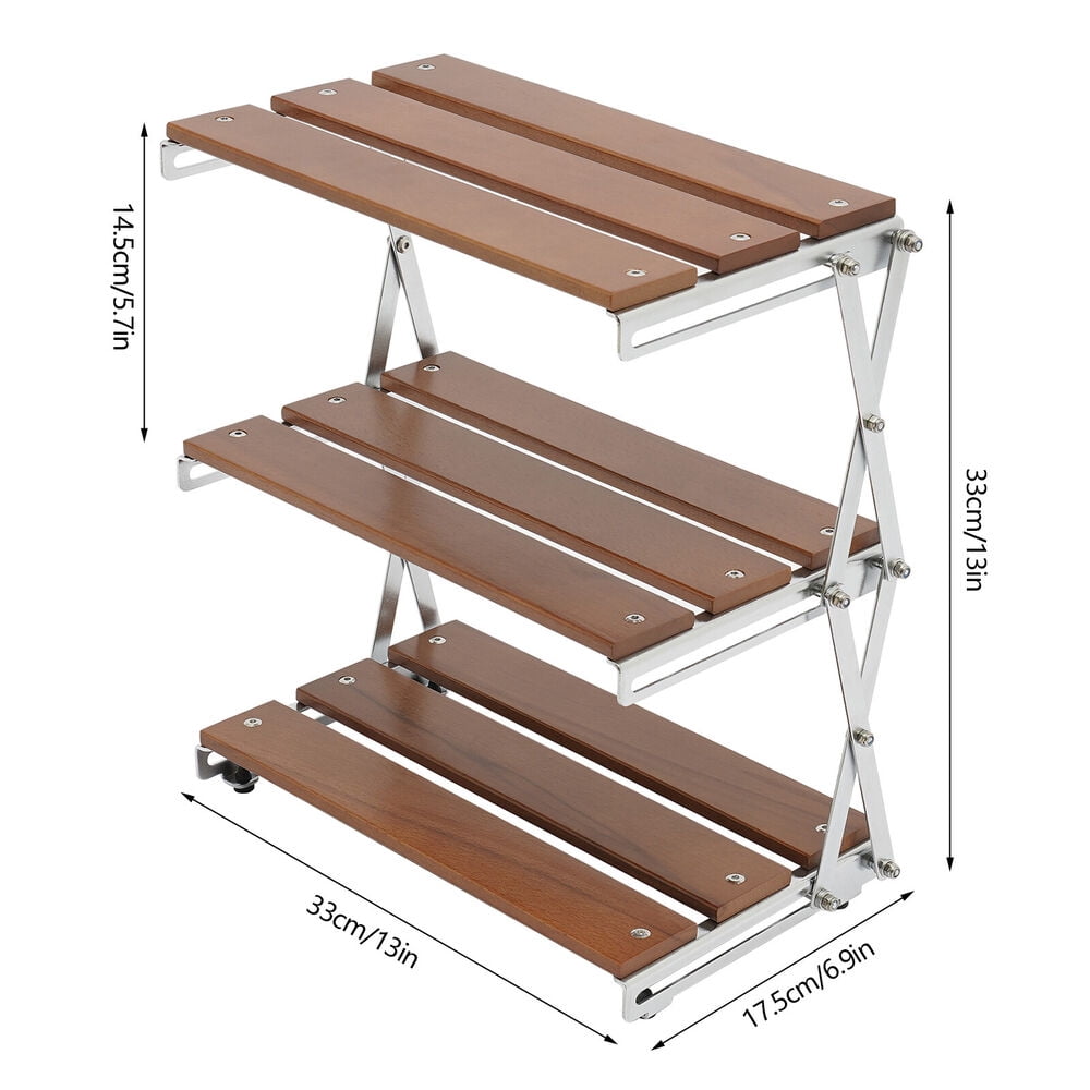 Camping Folding Storage Rack Portable Outdoor Cookware Storage 3 Tier ...