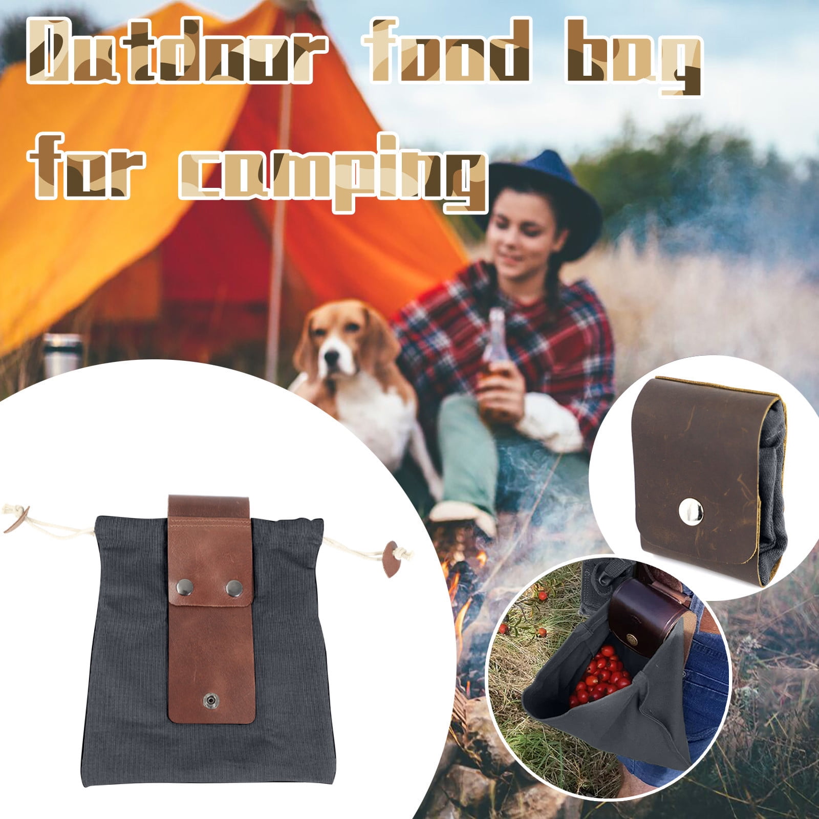 Camping Foraging Bag Outdoor Waxed Canvas Waist Tool Pouch | Foldable ...