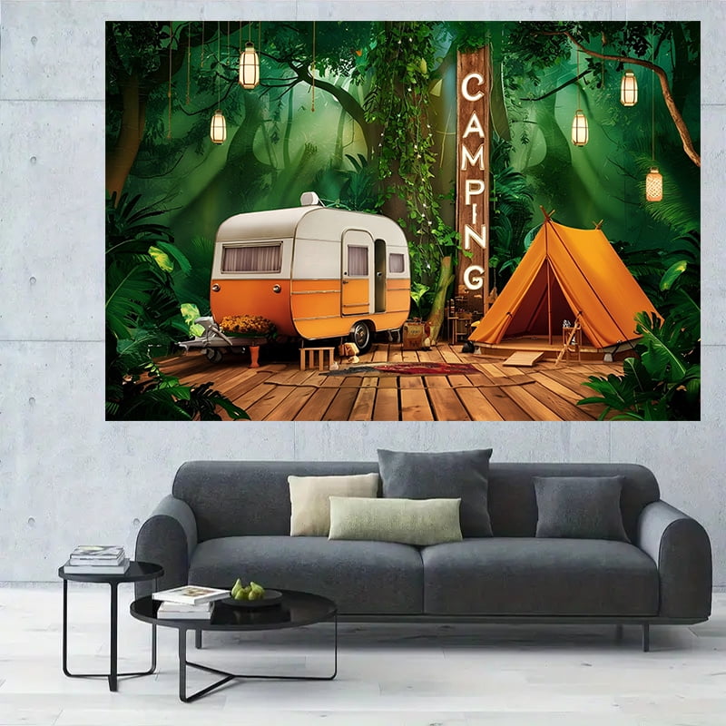 Camping Forest Scene Backdrop Outdoor Adventure Camping Photography ...