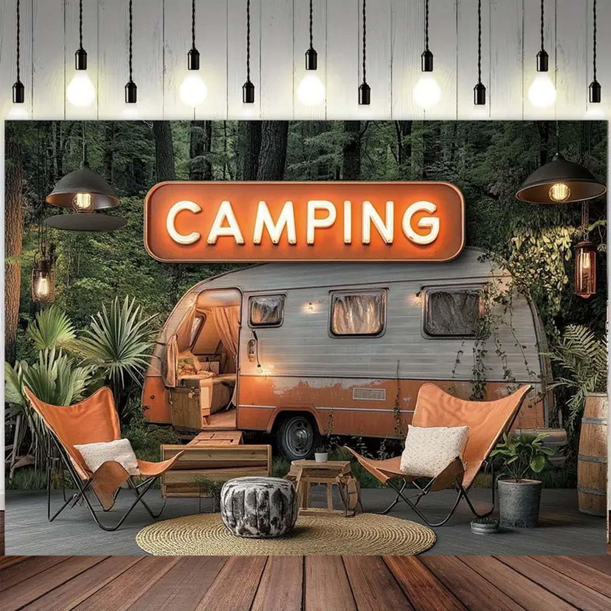 Camping Forest Vintage Caravan Photography Background Gone Camping ...