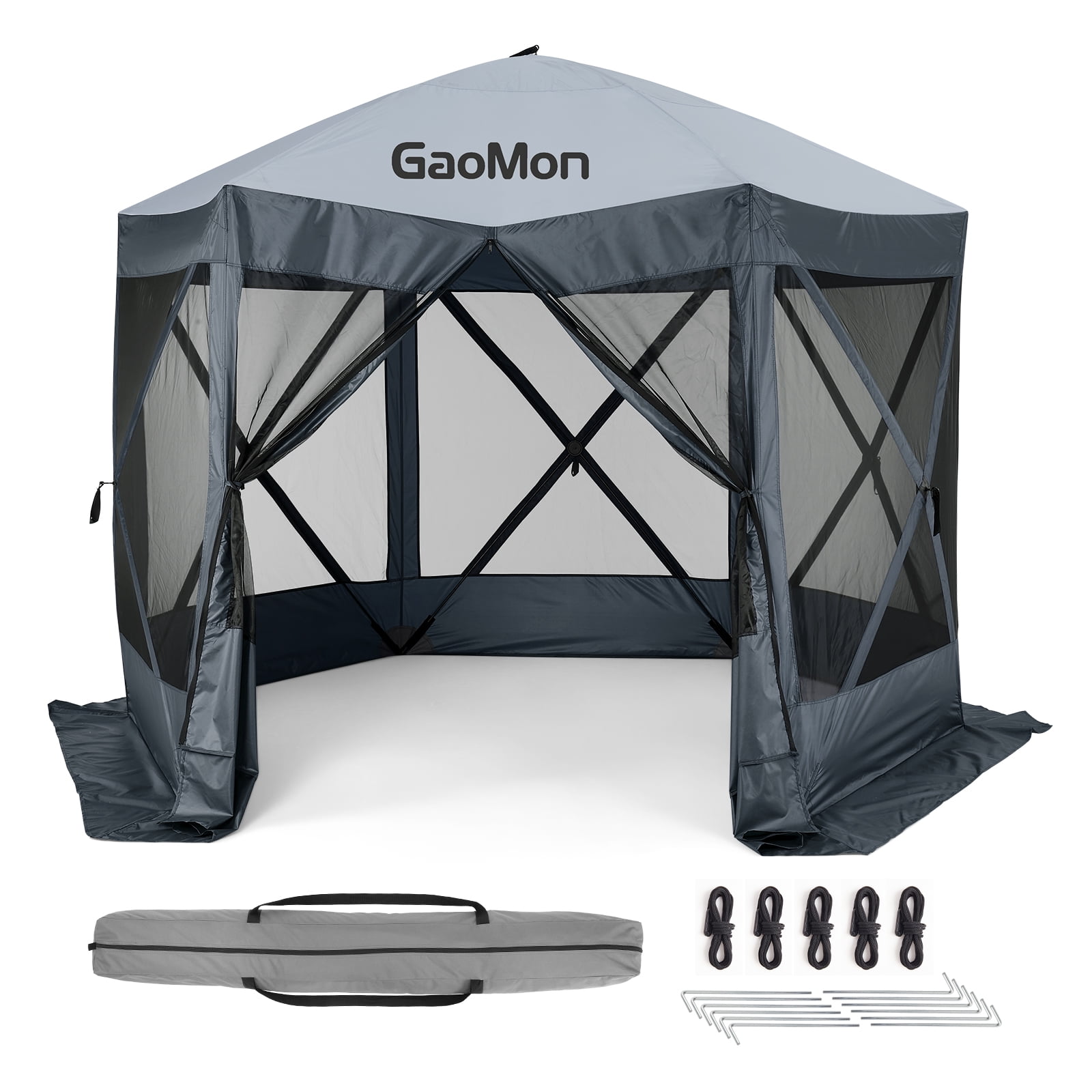 Camping Gazebo, Portable Pop Up Canopy Outdoor Screen Tent 6 Sided with ...