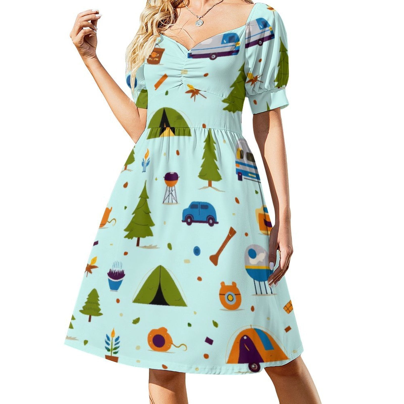Camping Gear And RV Pattern Summer Women's Dress 2025 Elegant Dresses ...