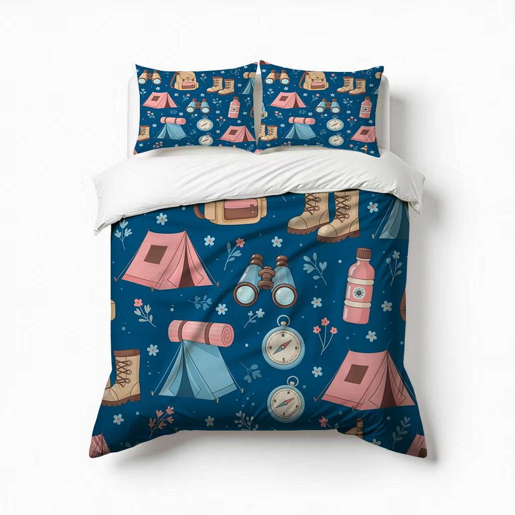 Camping Gear Floral Print Bedding Set 3 Pcs Soft Microfiber Quilt Cover ...