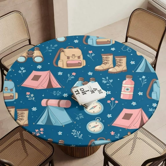Camping Gear Floral Print Round Table Cover Kitchen Printed Waterproof ...