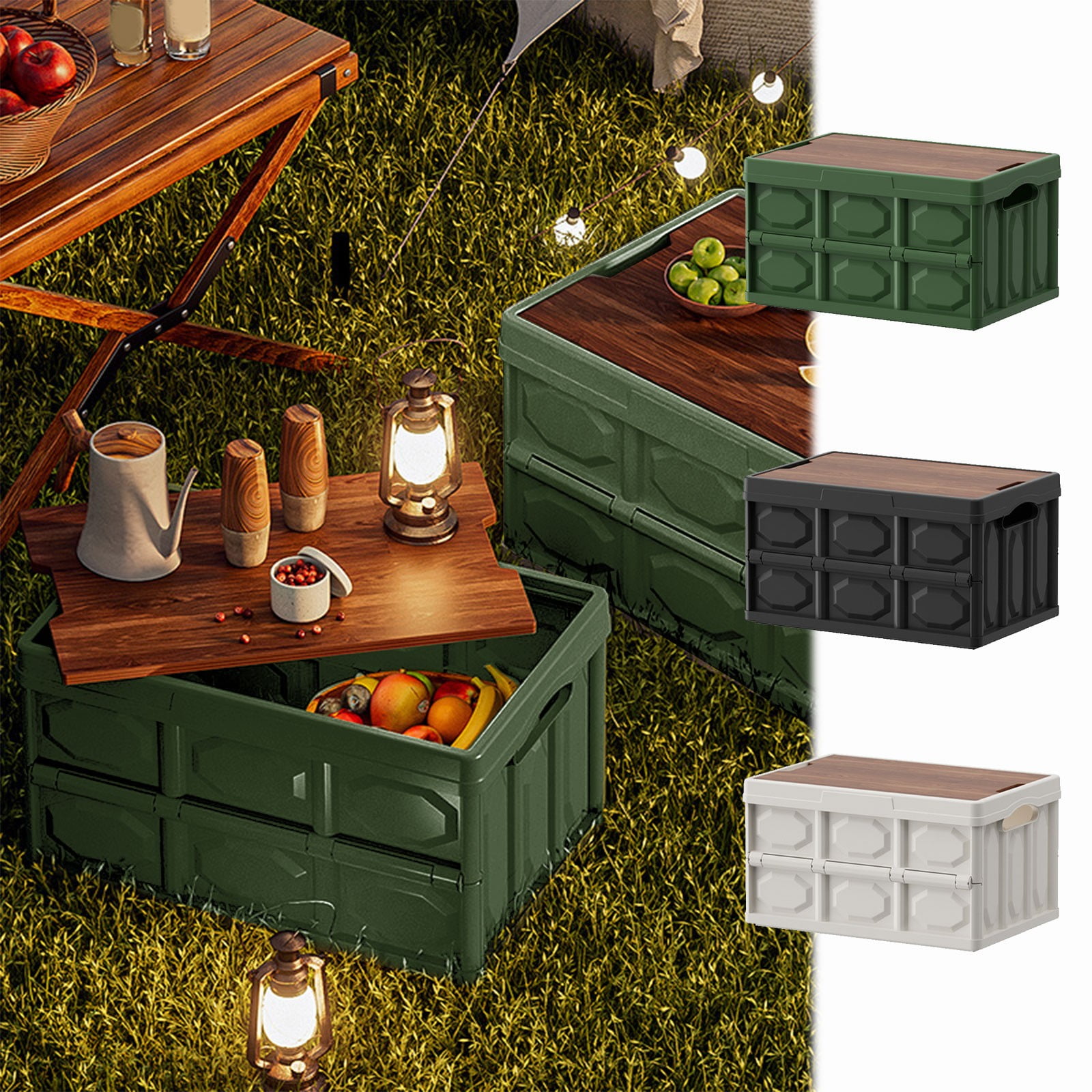 Camping Gear Storage Box, Folding Travel Box, Waterproof Lid, 20L ...