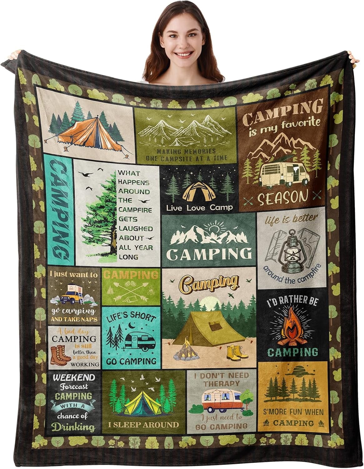 Camping Gifts, Camping Accessories, Camping Blanket 50"X60", Camping Gifts for Women/Men, Rv ...