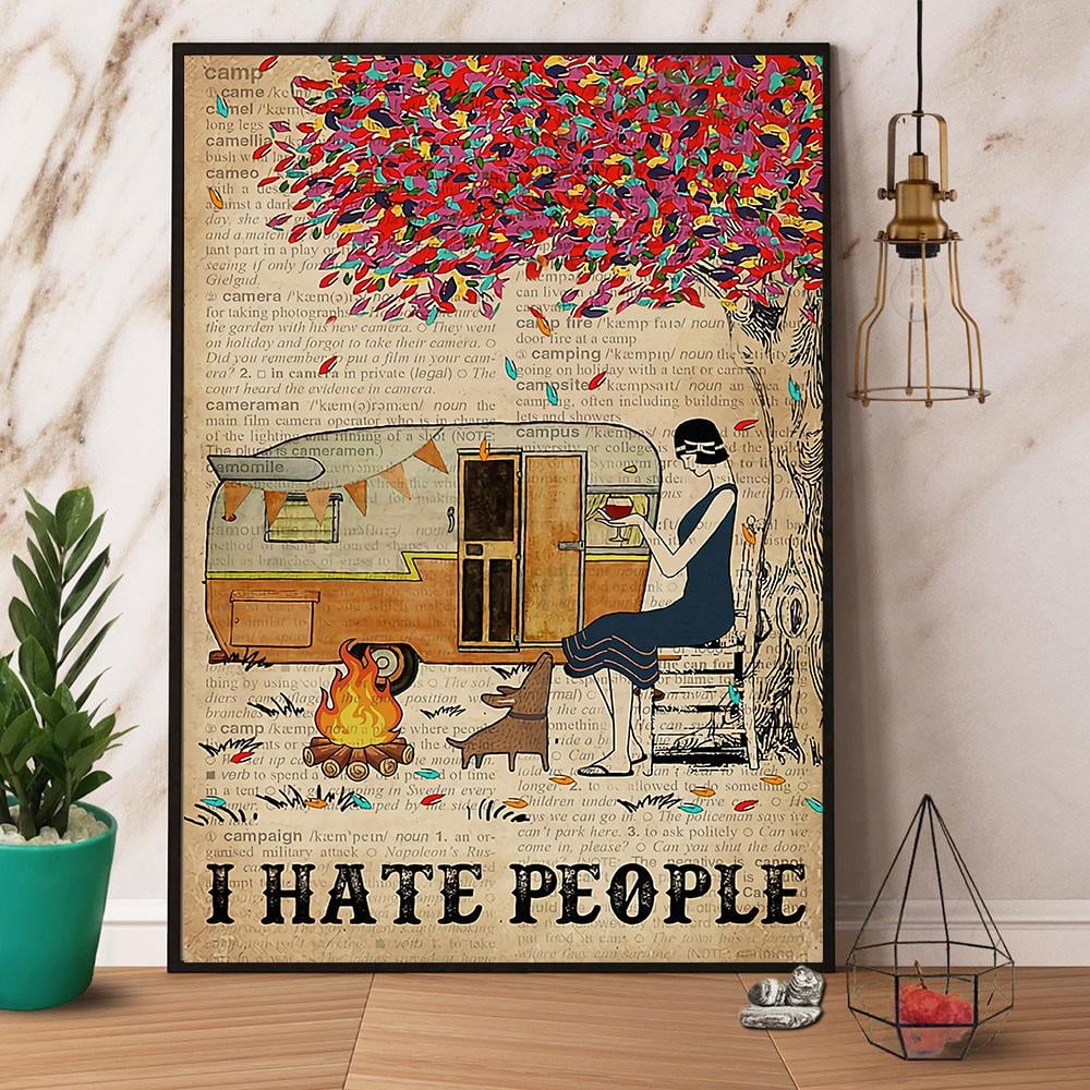 Camping Girl I Hate People Paper Poster No Frame Matte Wall Art Decor ...