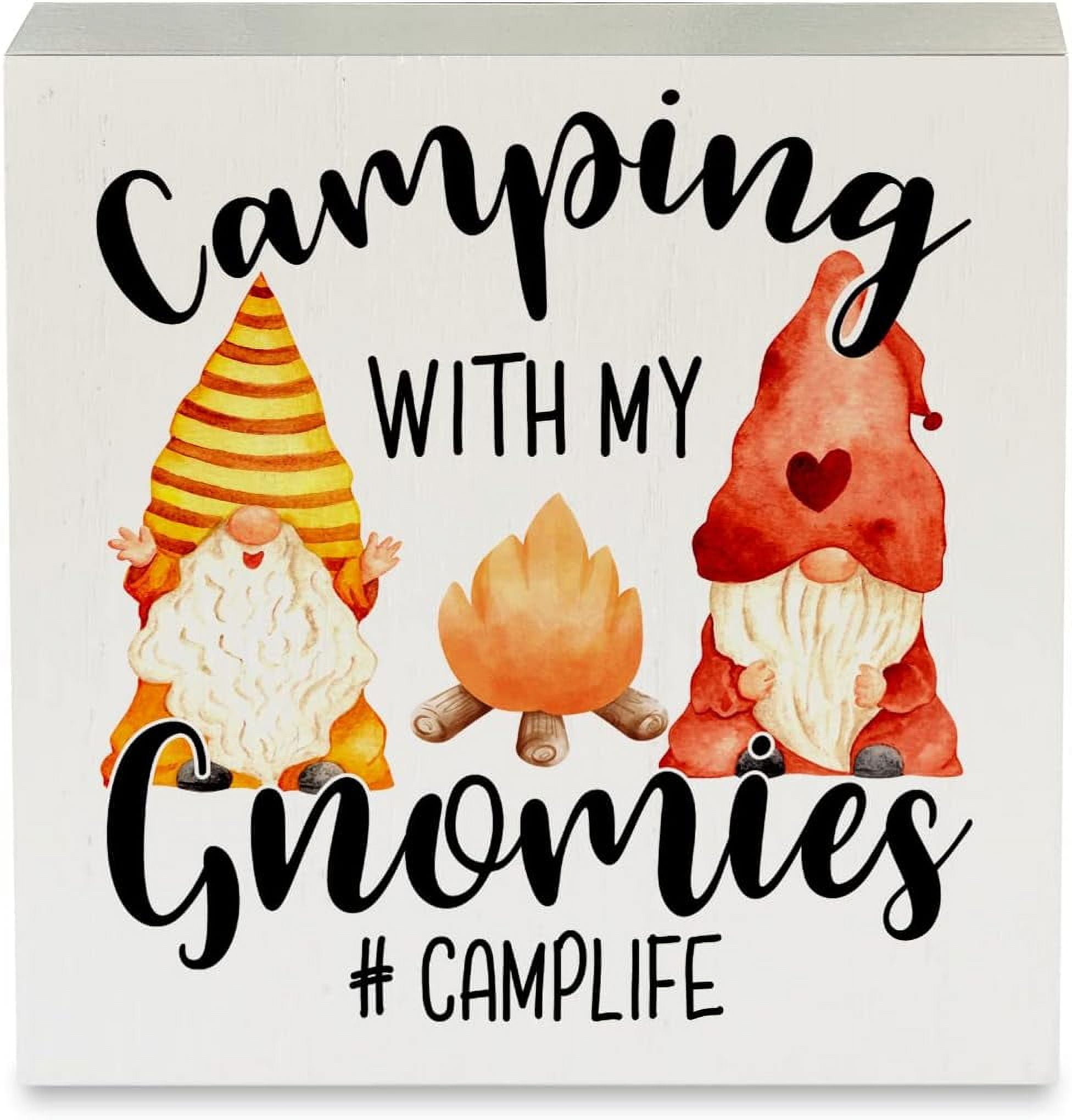 Camping Gnomes Wood Box Sign Rustic Campfire Camping Gnome Wooden Box ...