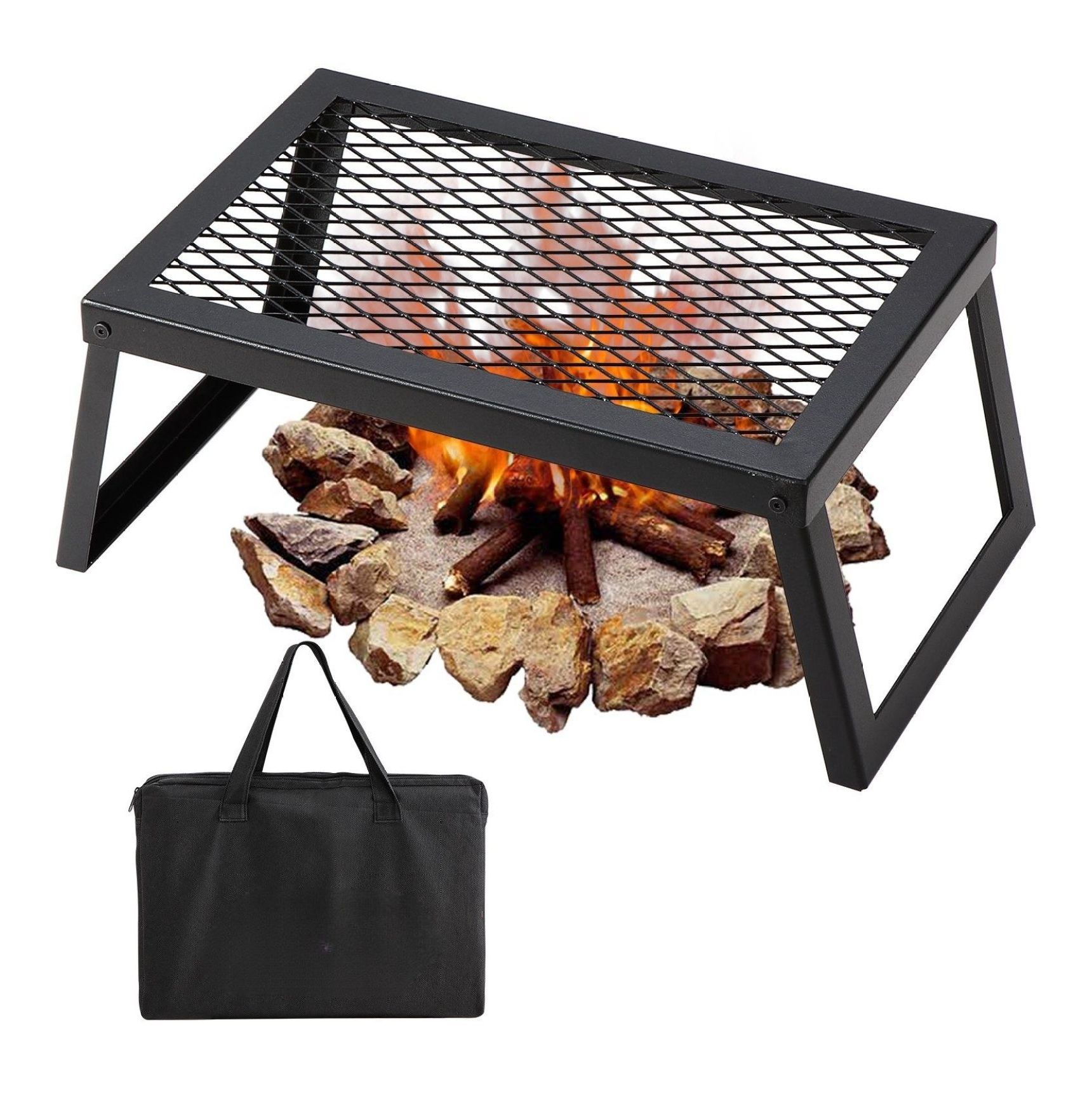 Camping Grill Over Fire, Portable Bonfire Grill - 18 Inch Heavy Duty ...