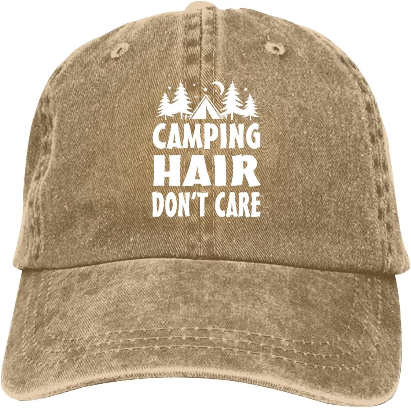 Camping Hair Don't Care Baseball Cap Vintage Adjustable Washed Hats ...
