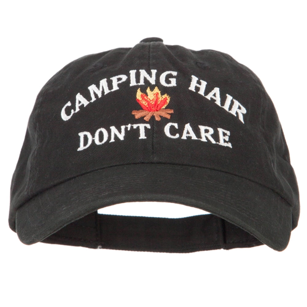 Camping Hair Don't Care with Fire Embroidered Low Profile Cotton Cap ...