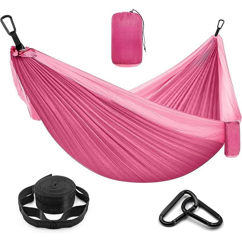 Camping Hammock Double & Single Portable Hammock with Tree Straps, Lightweight Nylon Parachute ...