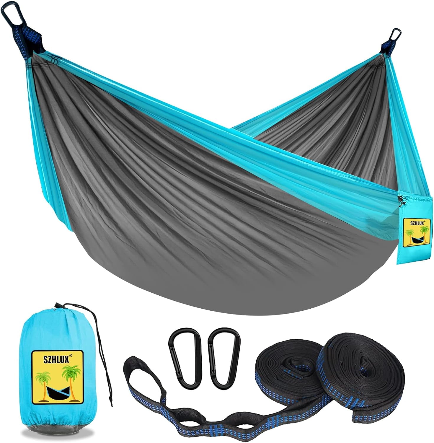 Camping Hammock Double & Single Portable Hammocks with 2 Tree Straps ...