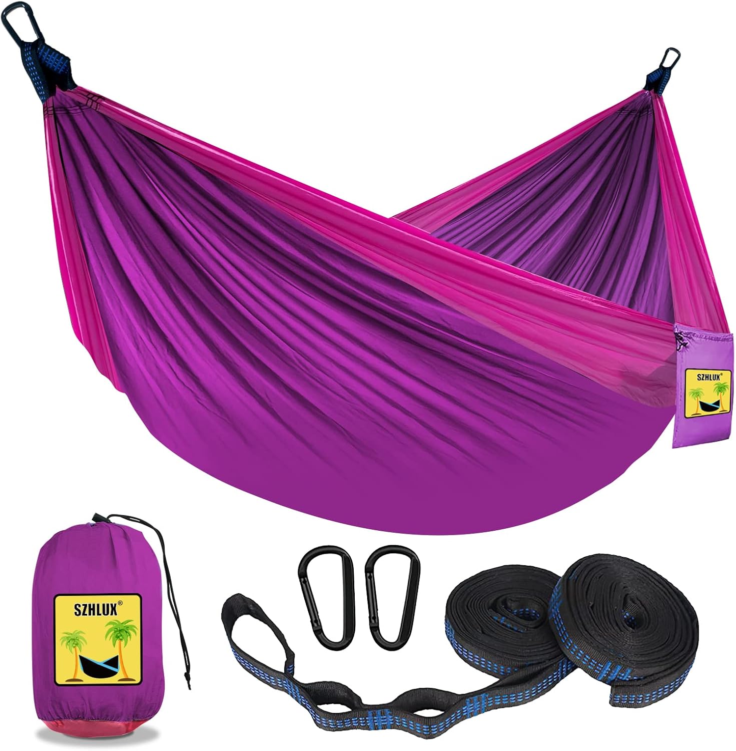 Camping Hammock Double & Single Portable Hammocks with 2 Tree Straps ...