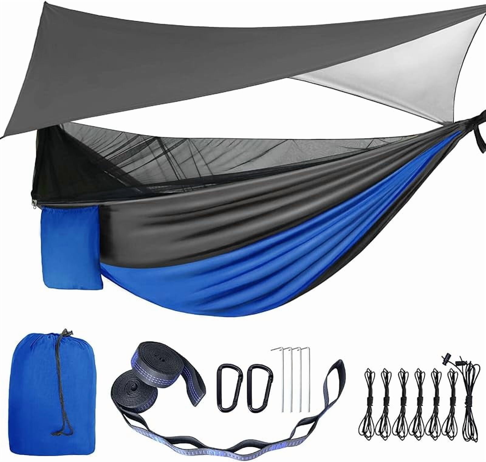 Camping Hammock - Hammocks with Mosquito Net Tent and Rain Fly Tarp, Portable Single & Double ...