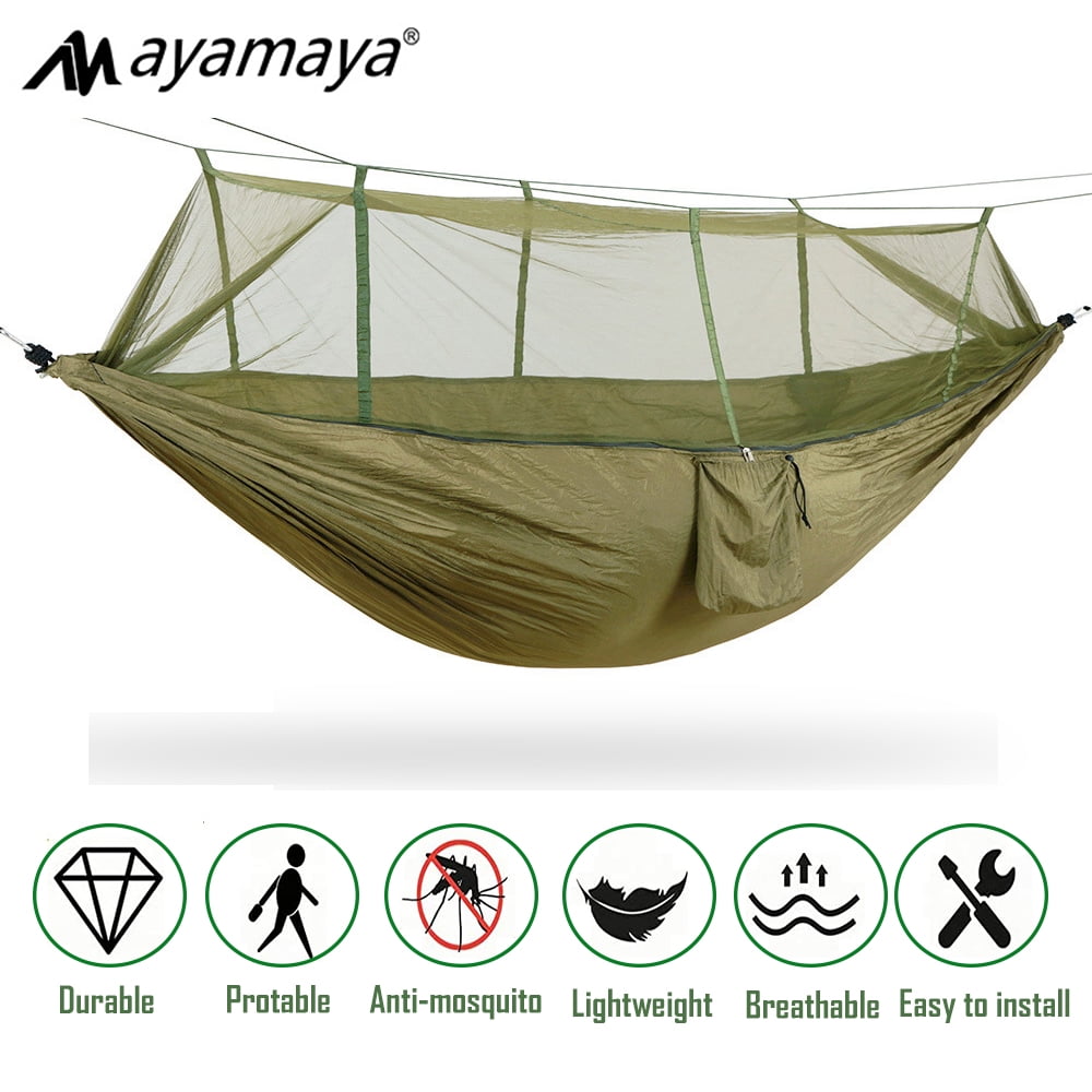 Camping Hammock with Mosquito Net,AYAMAYA 2 IN 1 USE Triangle Hammock ...