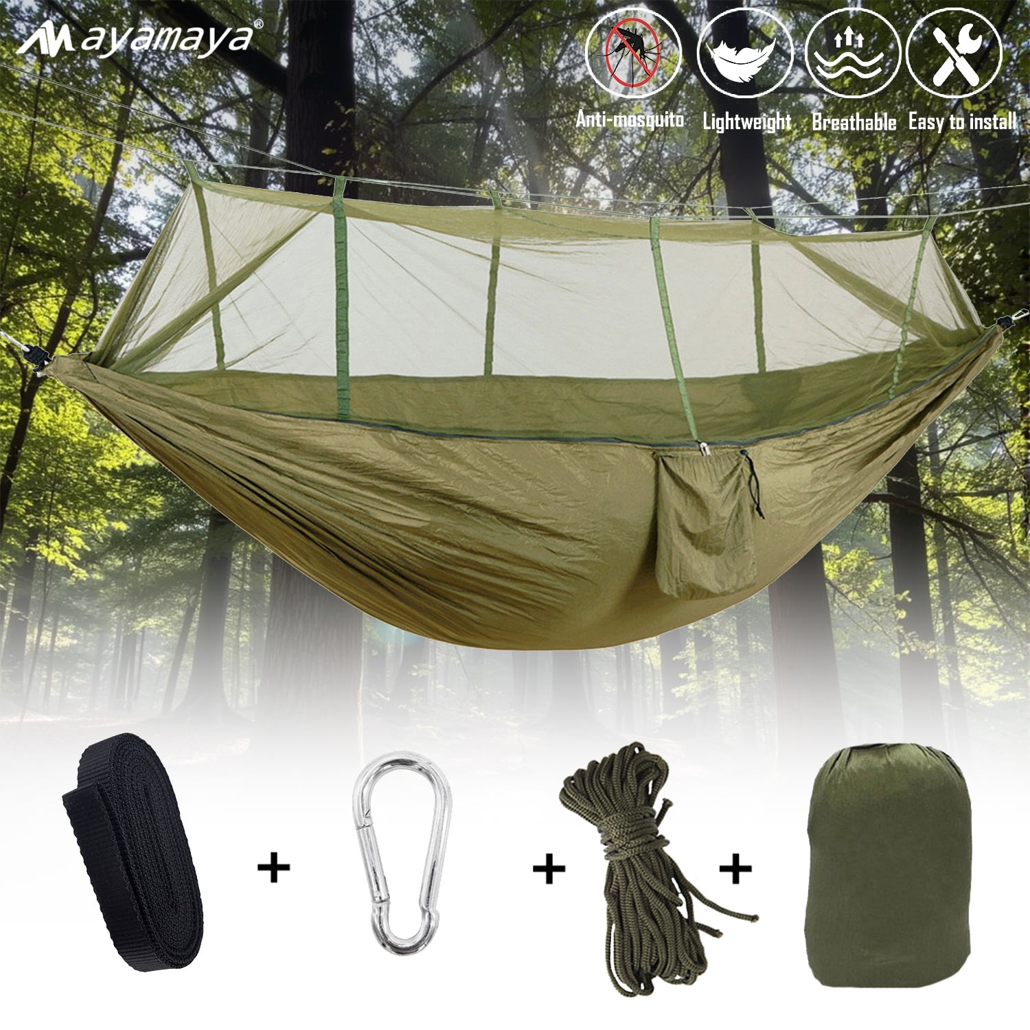 Camping Hammock with Mosquito Net+Camping Tarp, Waterproof & UV ...