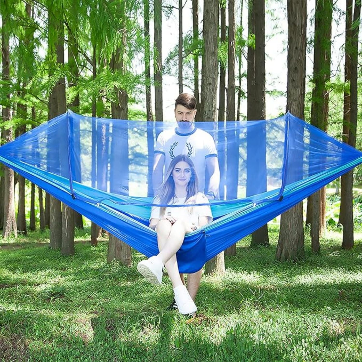 Camping Hammock with Mosquito Net, Hammocks with Tree Straps Carabiners, 1 & 2Persons Outdoor ...