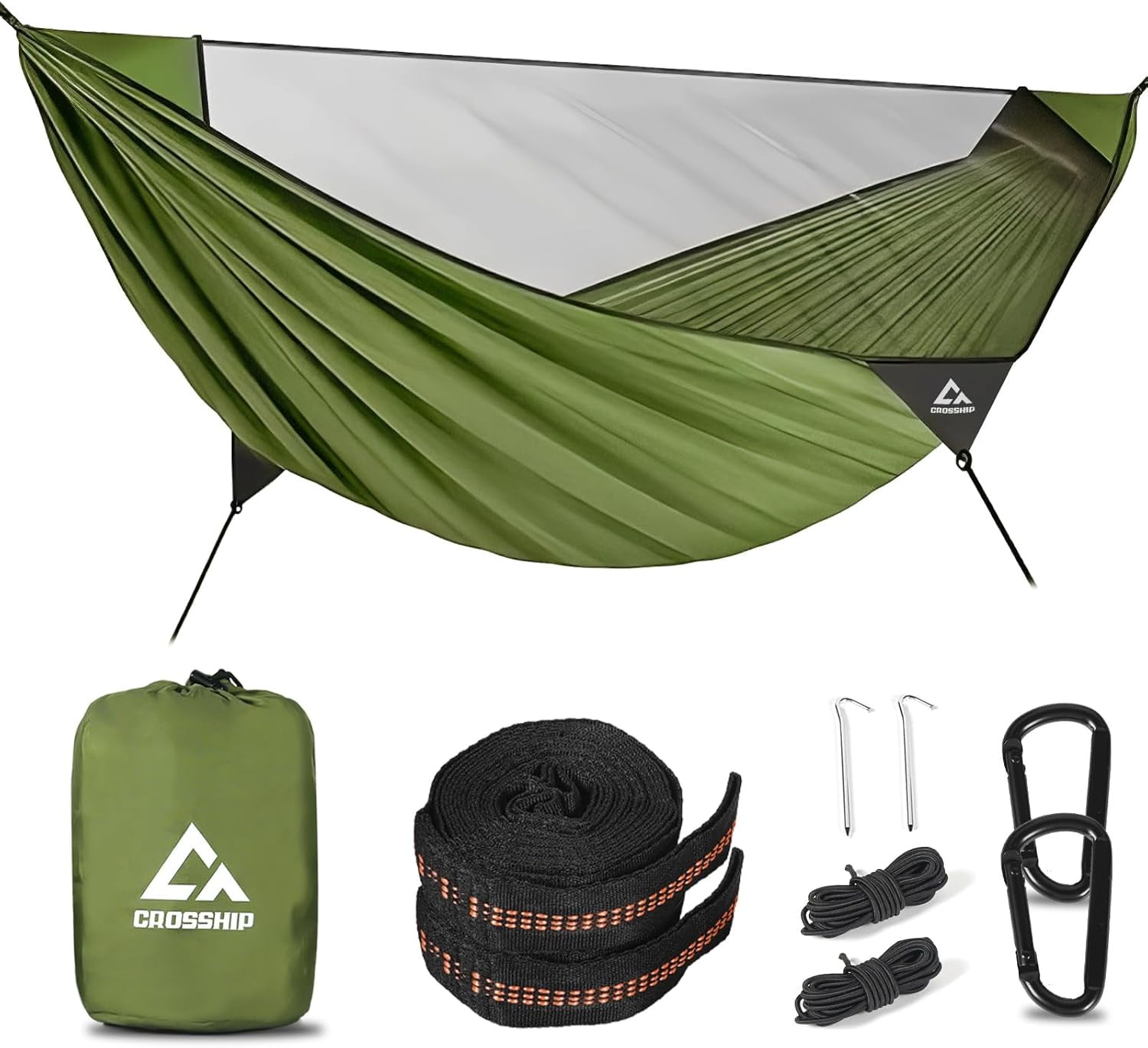 Camping Hammock with Mosquito Net – Portable Parachute Nylon Tent Tree ...