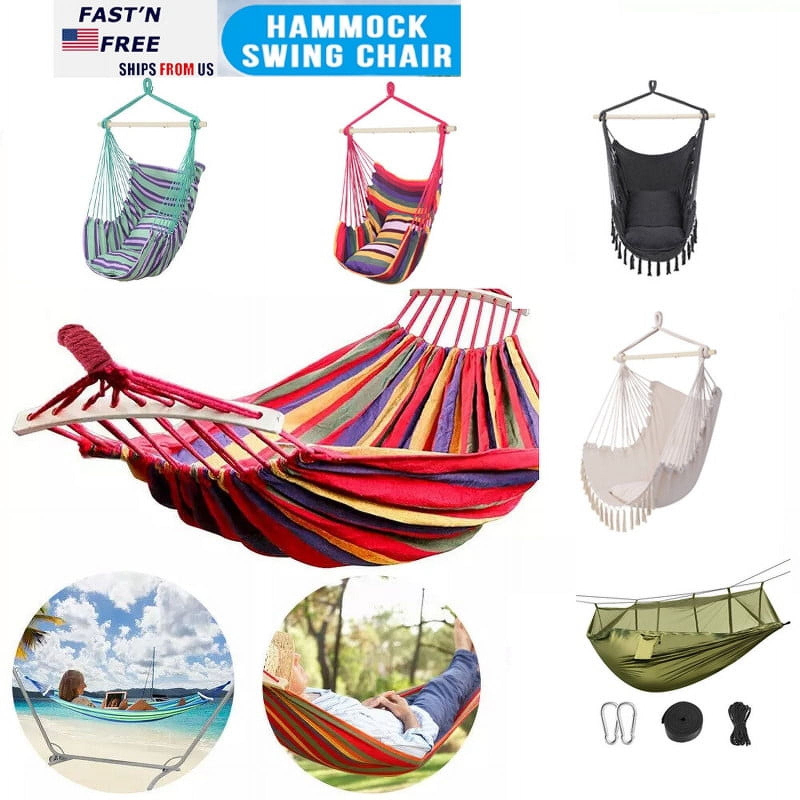 Camping Hammock, Portable Double Hammock with Net,600lbs Load 2 Persons ...