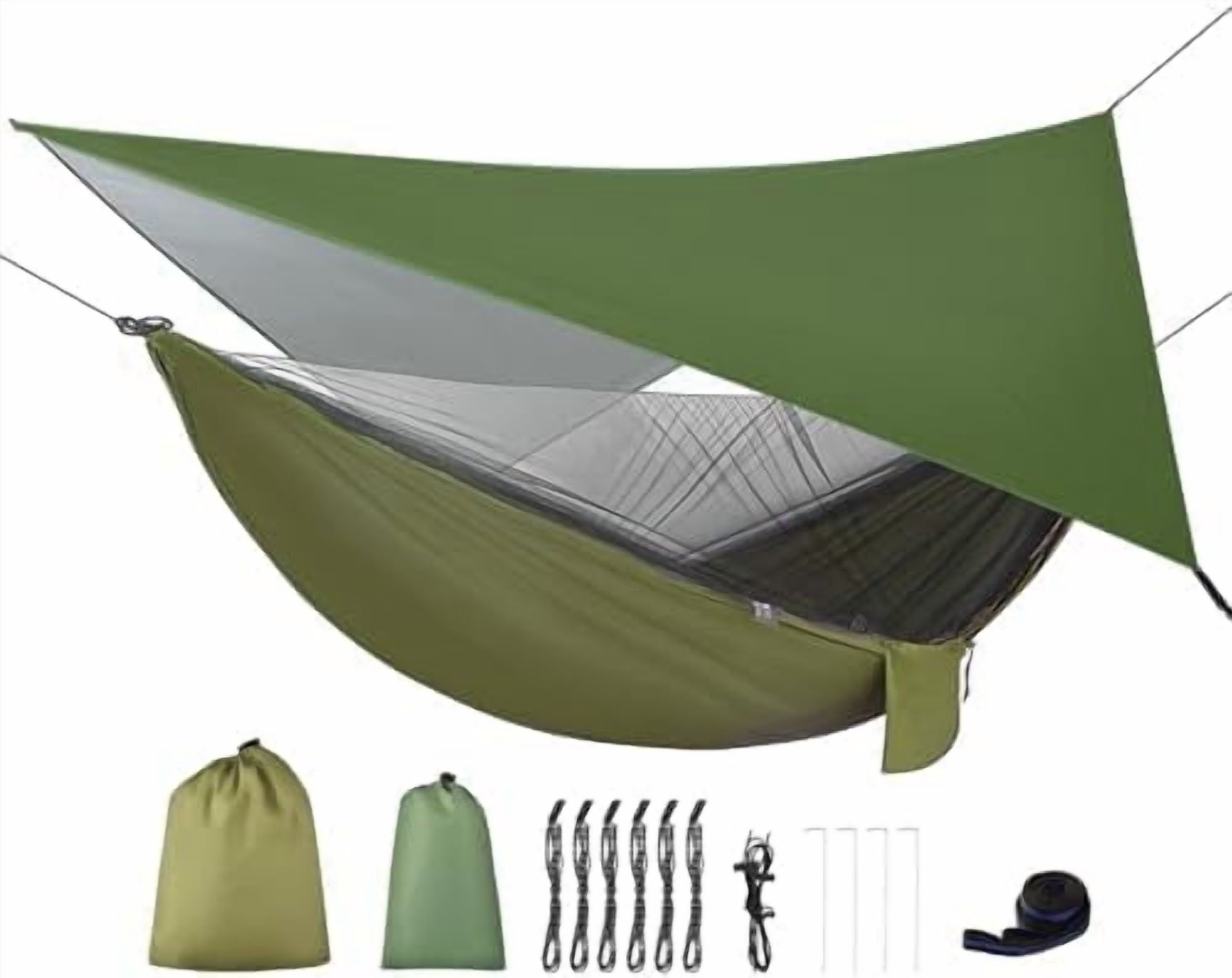 Camping Hammock with Rain Fly Tarp and Mosquito Net Tent Tree Straps ...