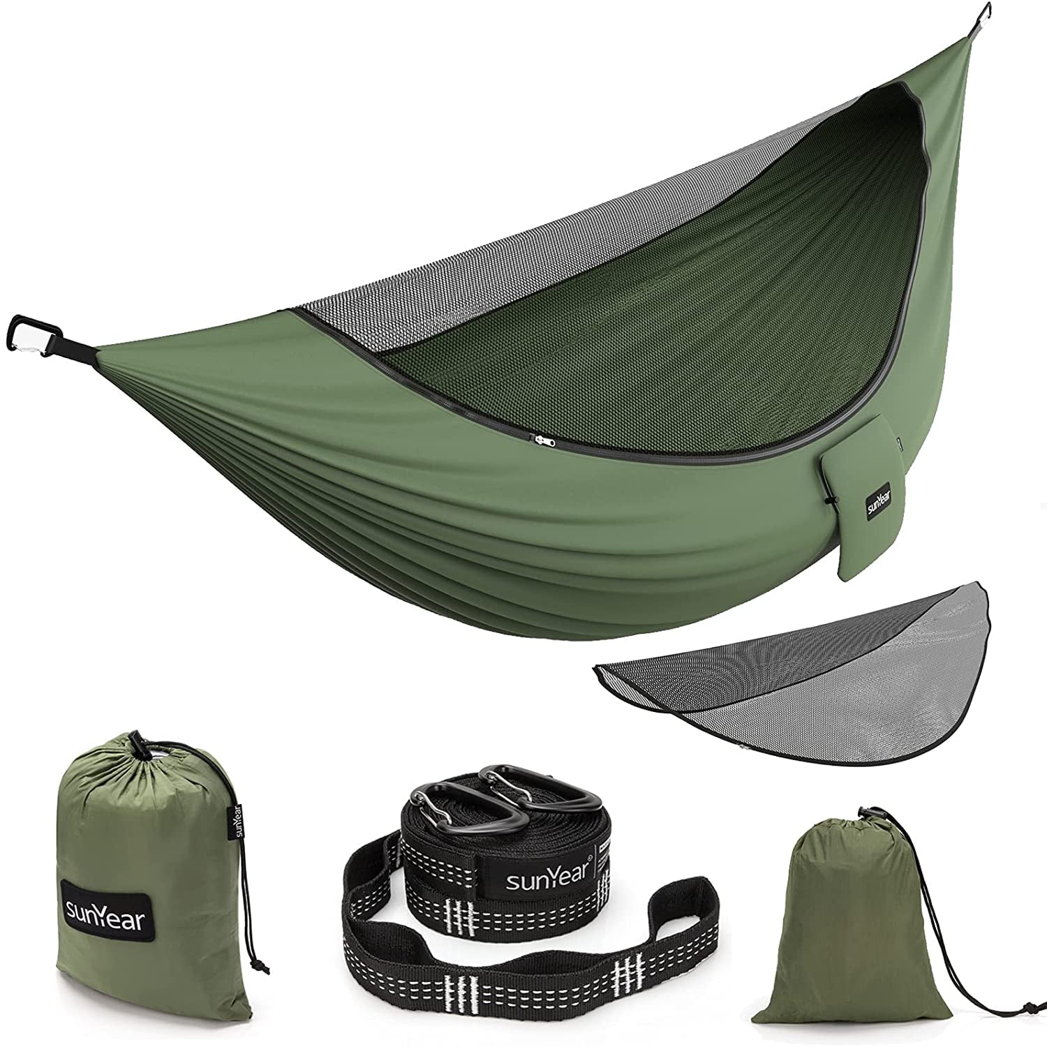 Camping Hammock with Removable No See-Um Net, Double & Single Portable ...