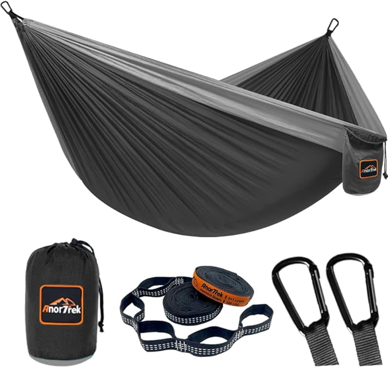 Camping Hammock, Super Lightweight Portable Parachute Hammock with Two Tree Straps Single or ...