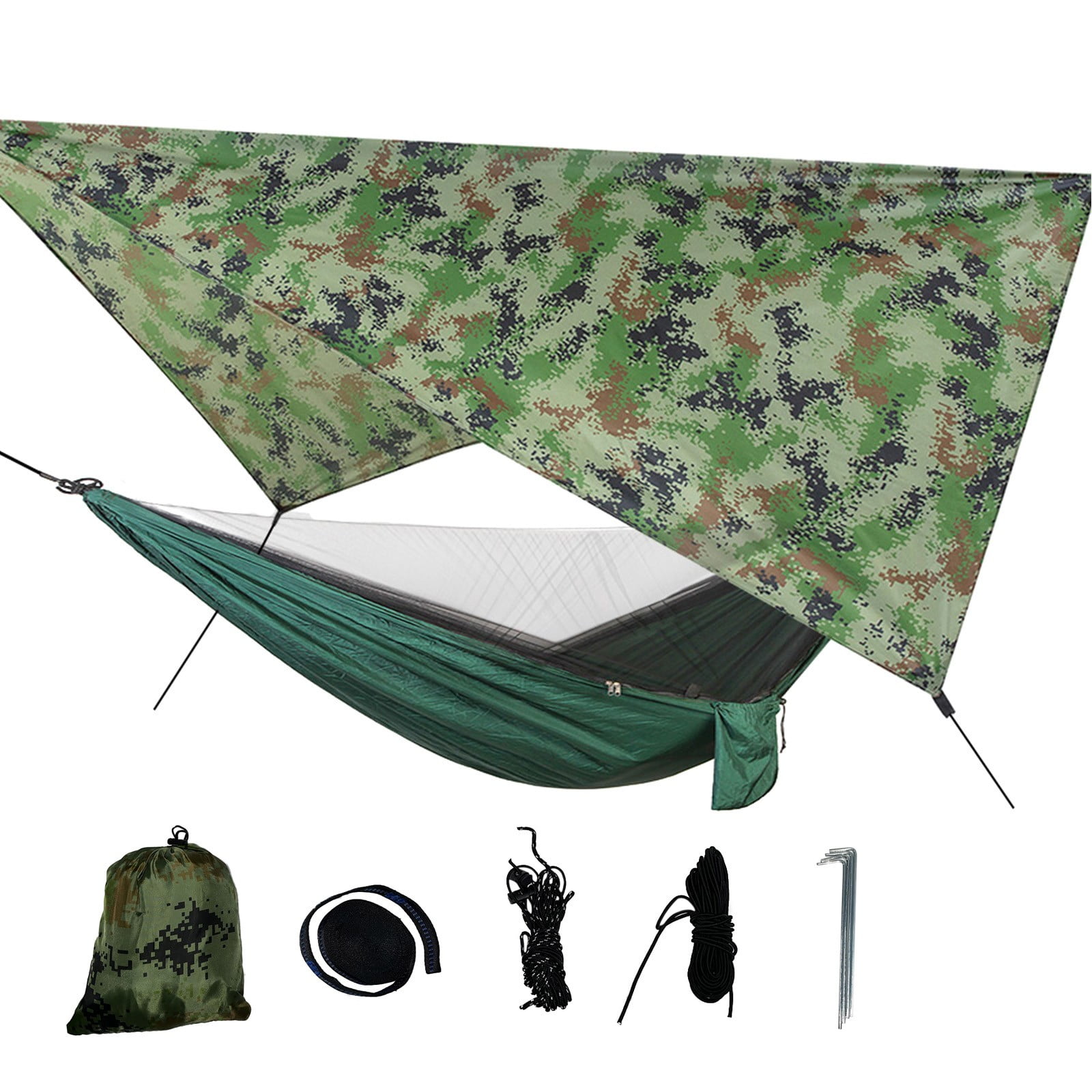 Camping Hammock with Canopy, Lightweight Portable, Nylon Rain Tarp ...