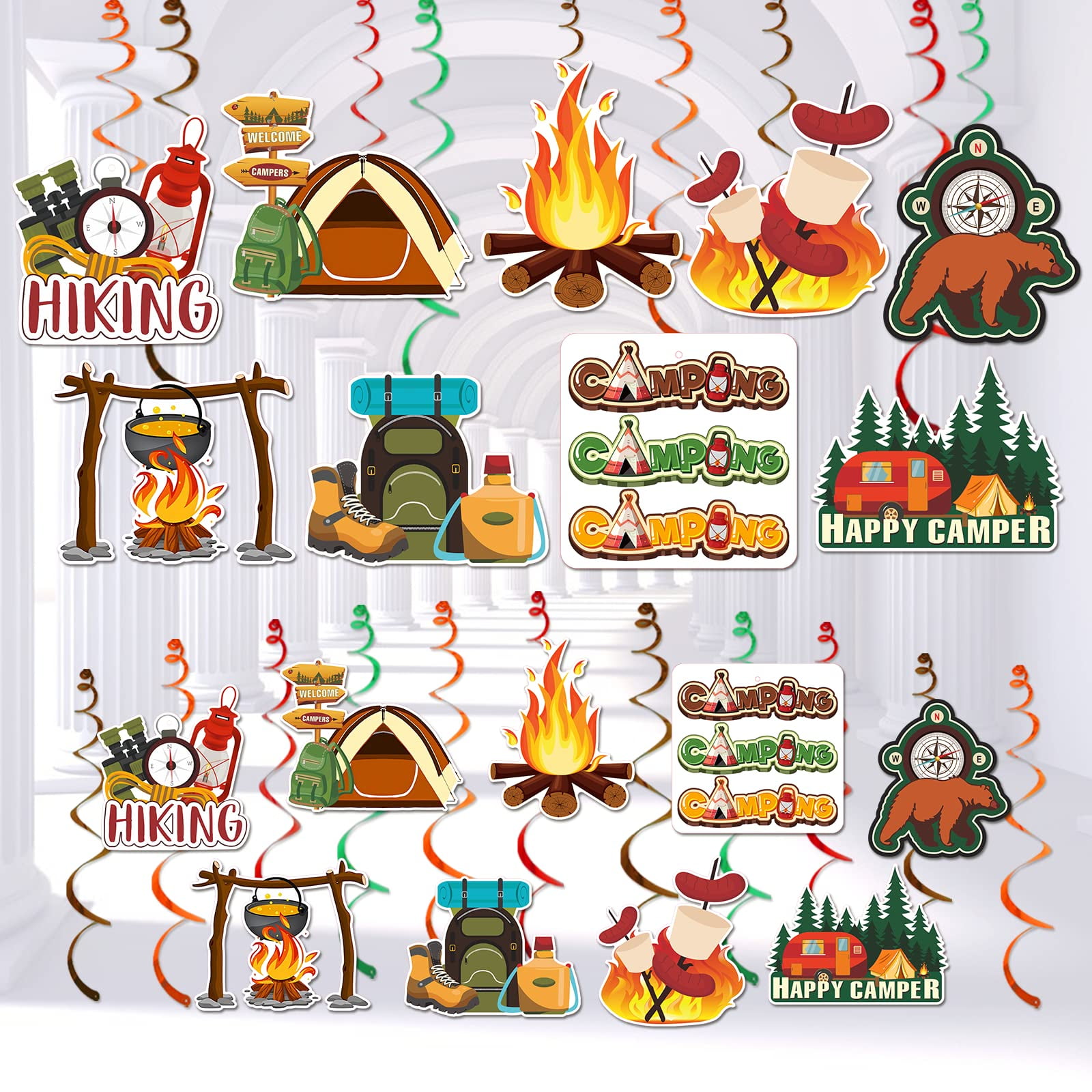 Camping Hanging Swirl Party CM31 Decorations Camping Party Decorations ...