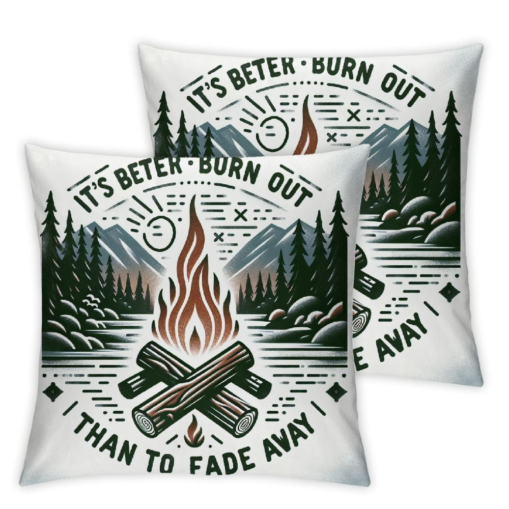 Camping Happy Camper Throw Pillow Covers Rustic Wood Grain Adventure ...