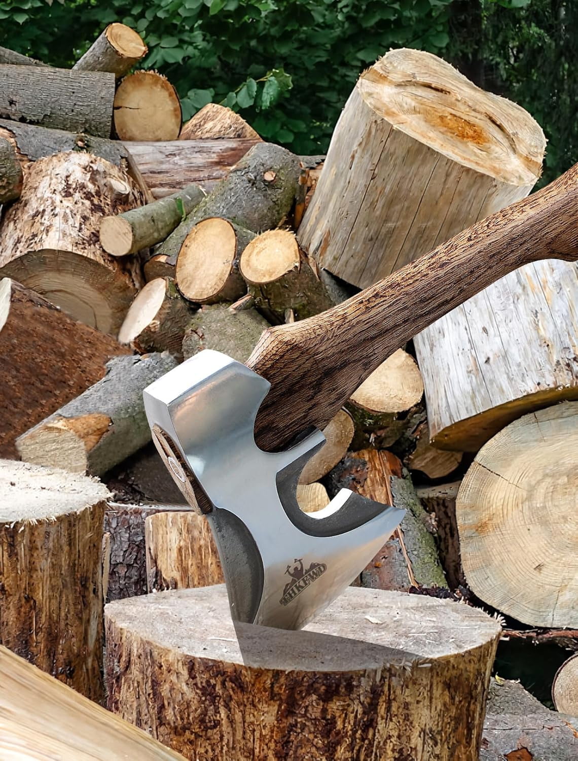 Camping Hatchet - Chopping Axe with Leather Sheath, 22.3" Forged Carbon ...