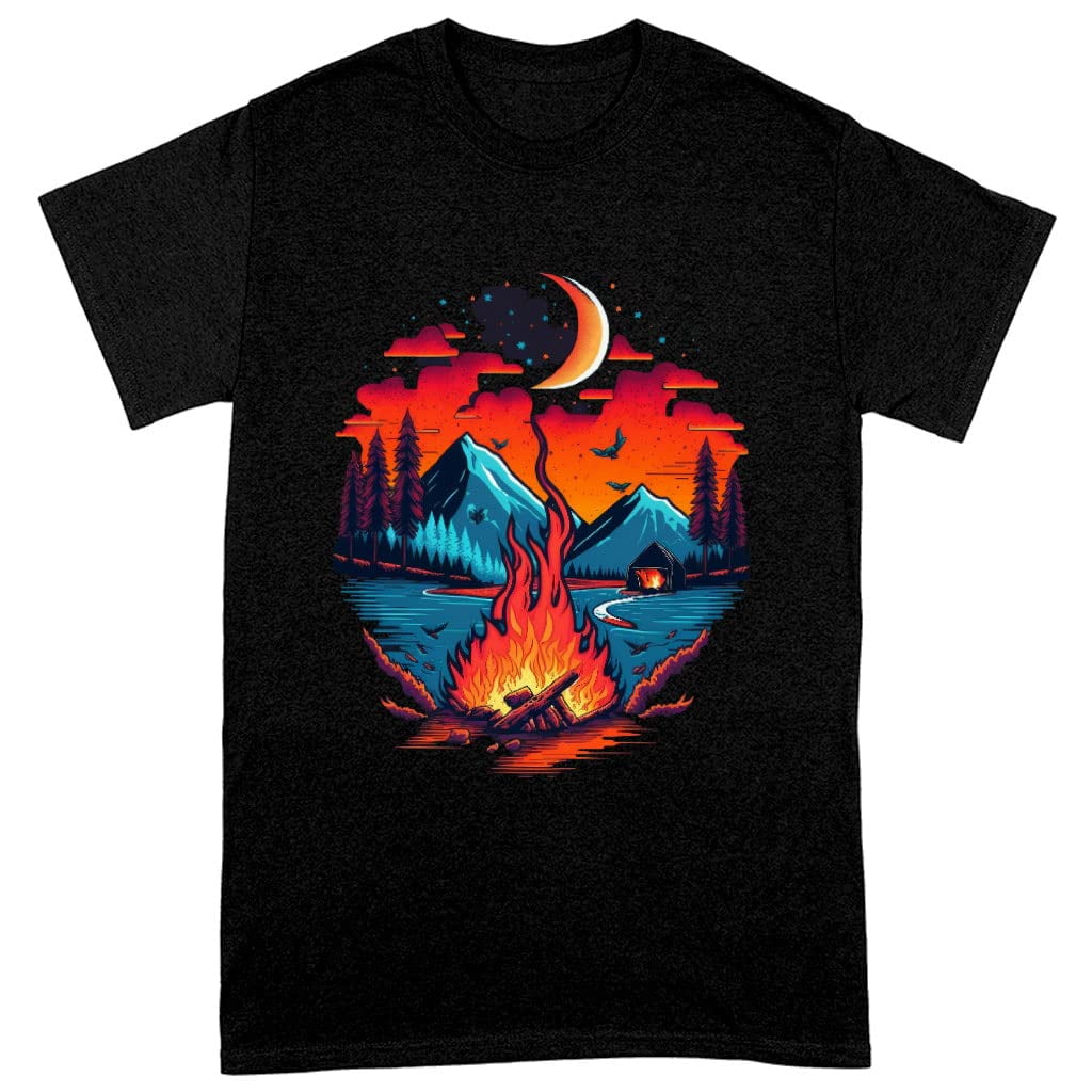Camping Heavy Cotton T-Shirt - Mountain Camp Tee Shirt - Campfire T ...