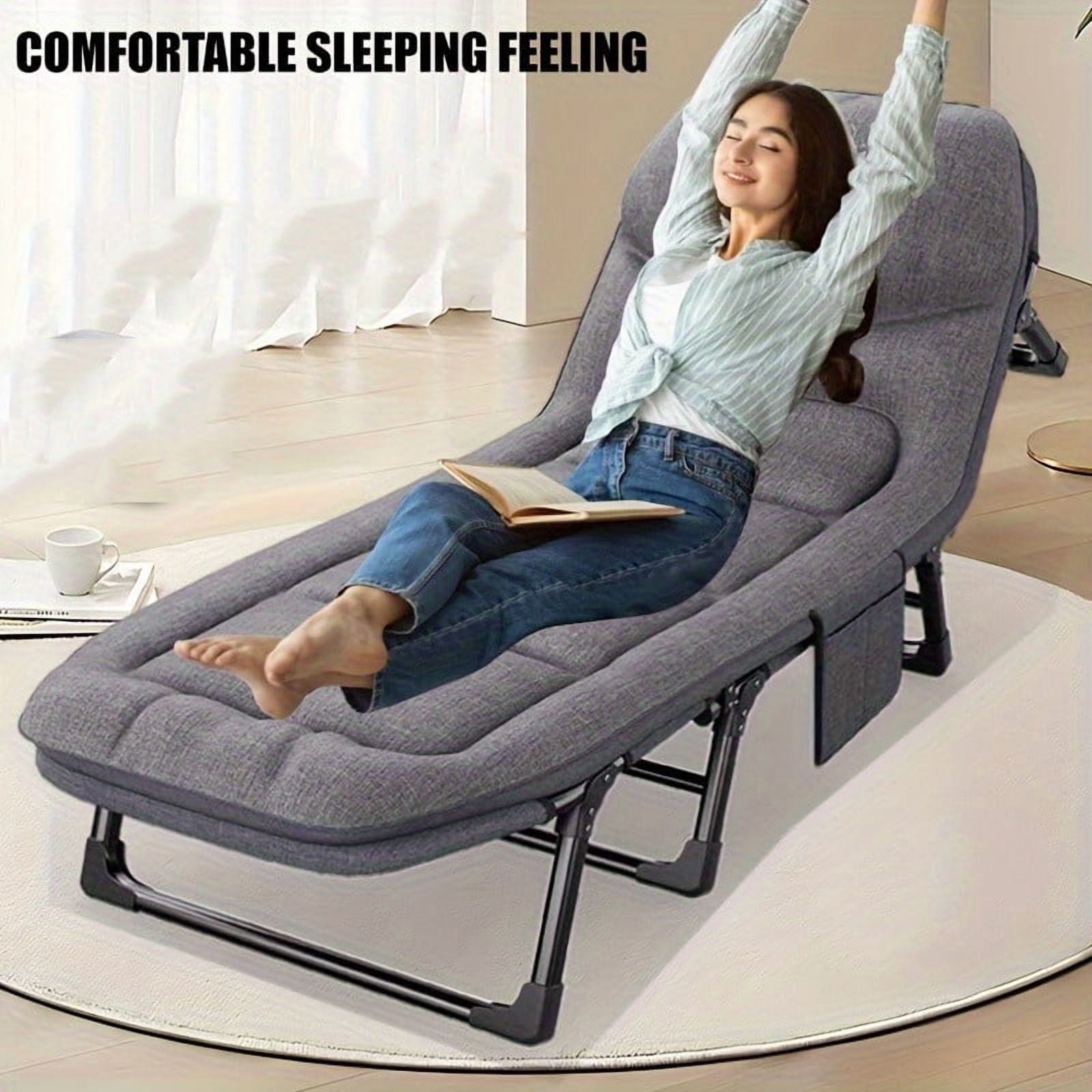 Camping Hiking Essential - 190/180cm Gray Foldable Bed with Mattress ...