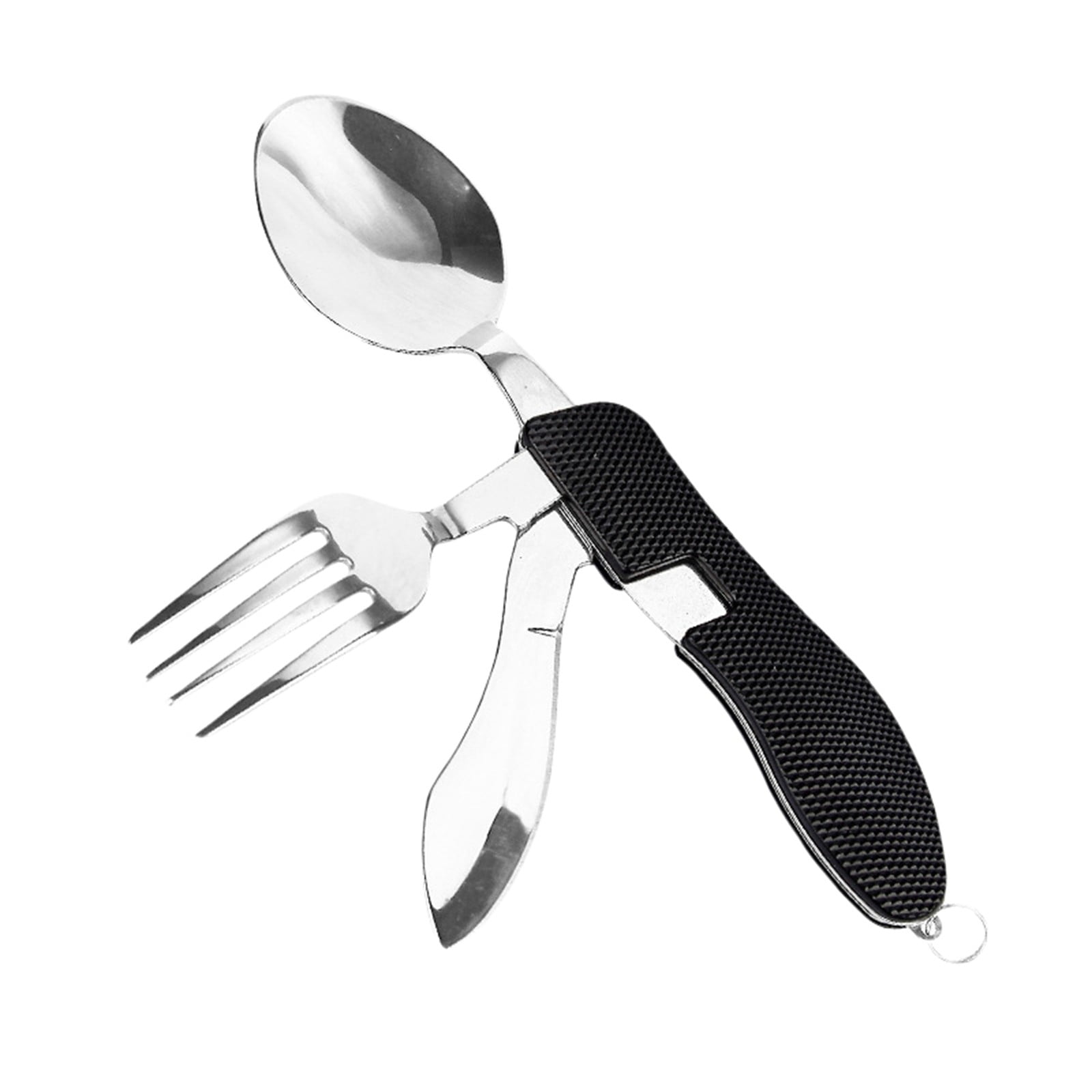 Camping & Hiking Portable 4-In-1 Stainless Steel Tableware Set - Spoon ...