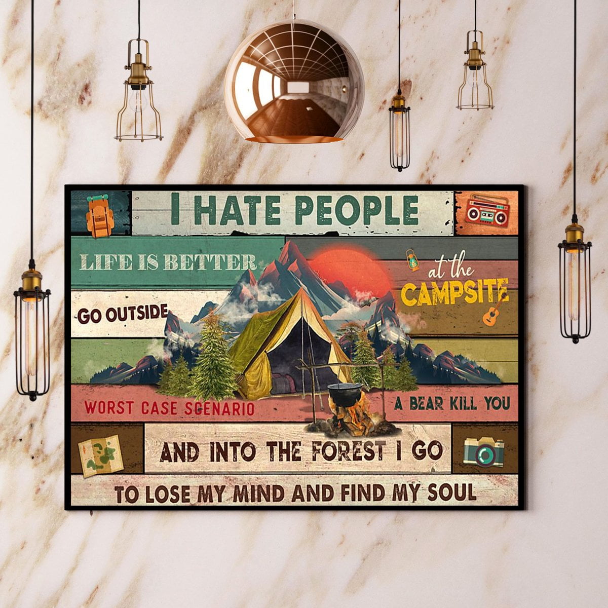 Camping Into The Forest I Go Lose My Mind Wooden Paper Poster No Frame ...