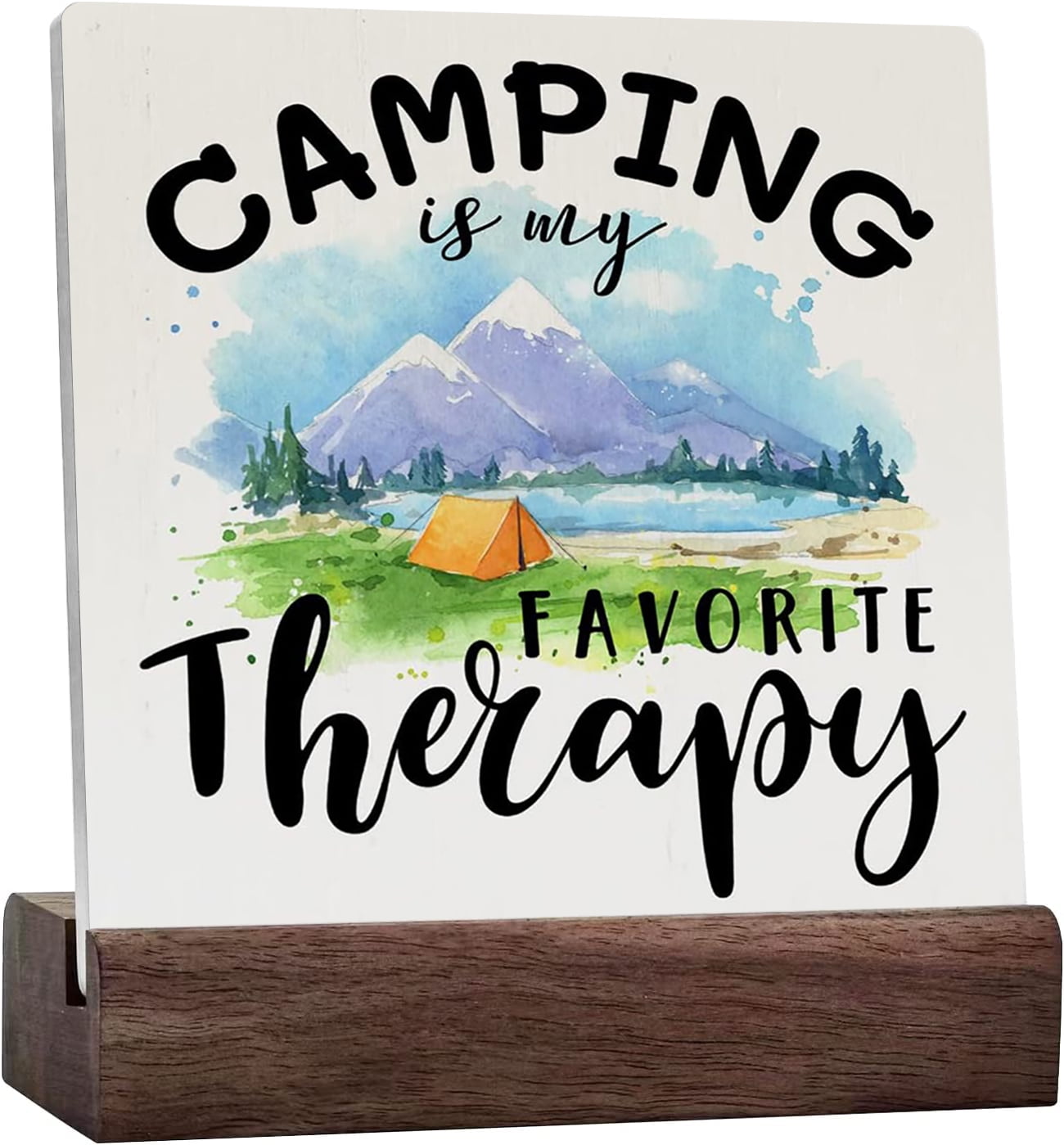 Camping Is My Favorite Therapy Sign Rustic Camper Ceramic Table Sign ...