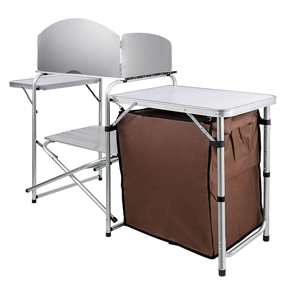 Camping Kitchen, Folding Outdoor Table with Storage Carrying Bag ...