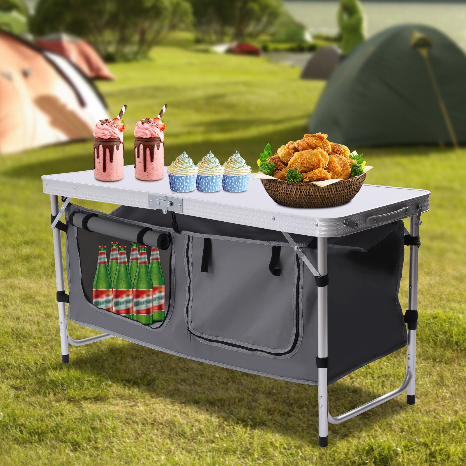 Camping Kitchen Station Outdoor Camping Tables Portable Camp Cook Table ...