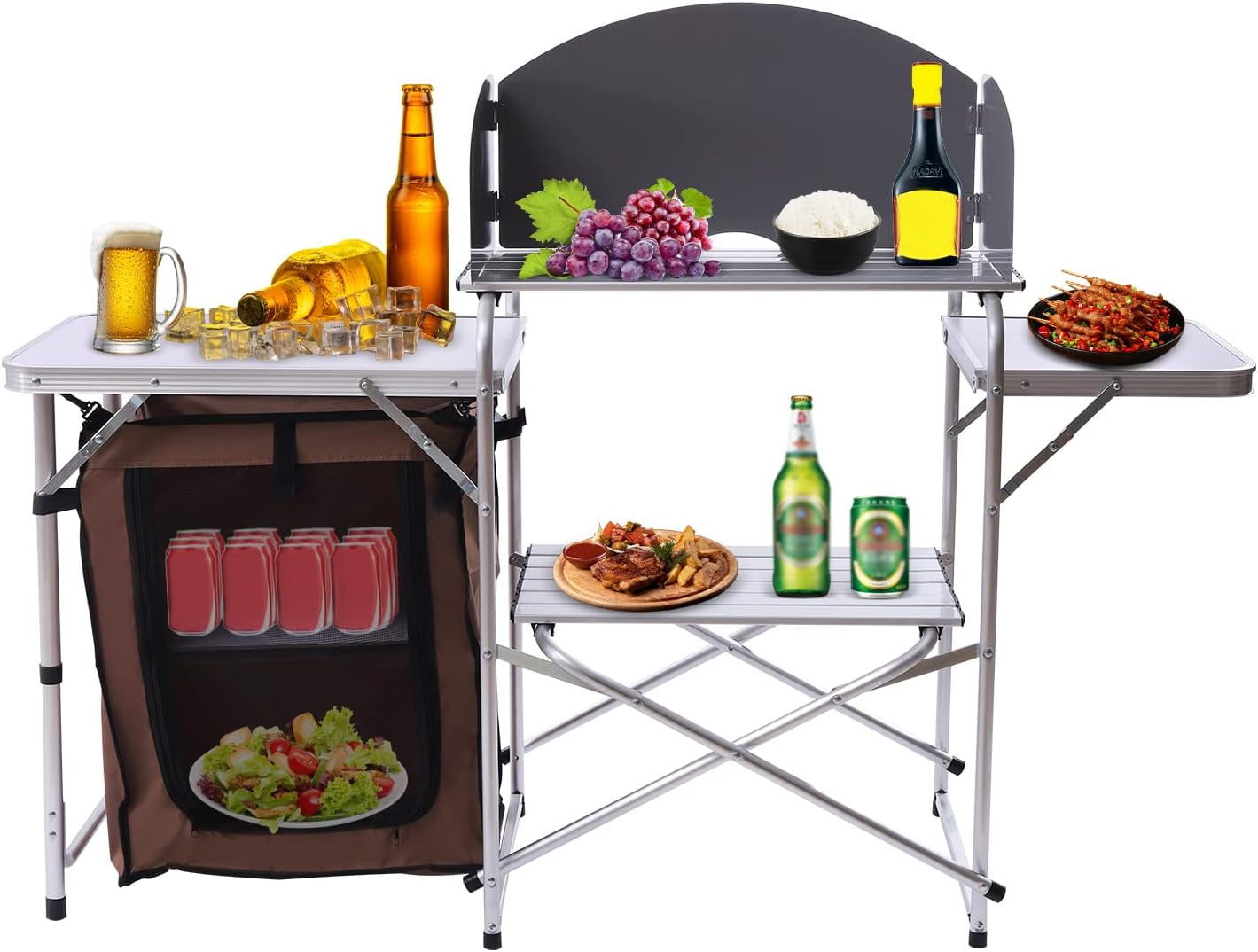 Camping Kitchen Table Folding Grill Table Portable Outdoor Grill ...