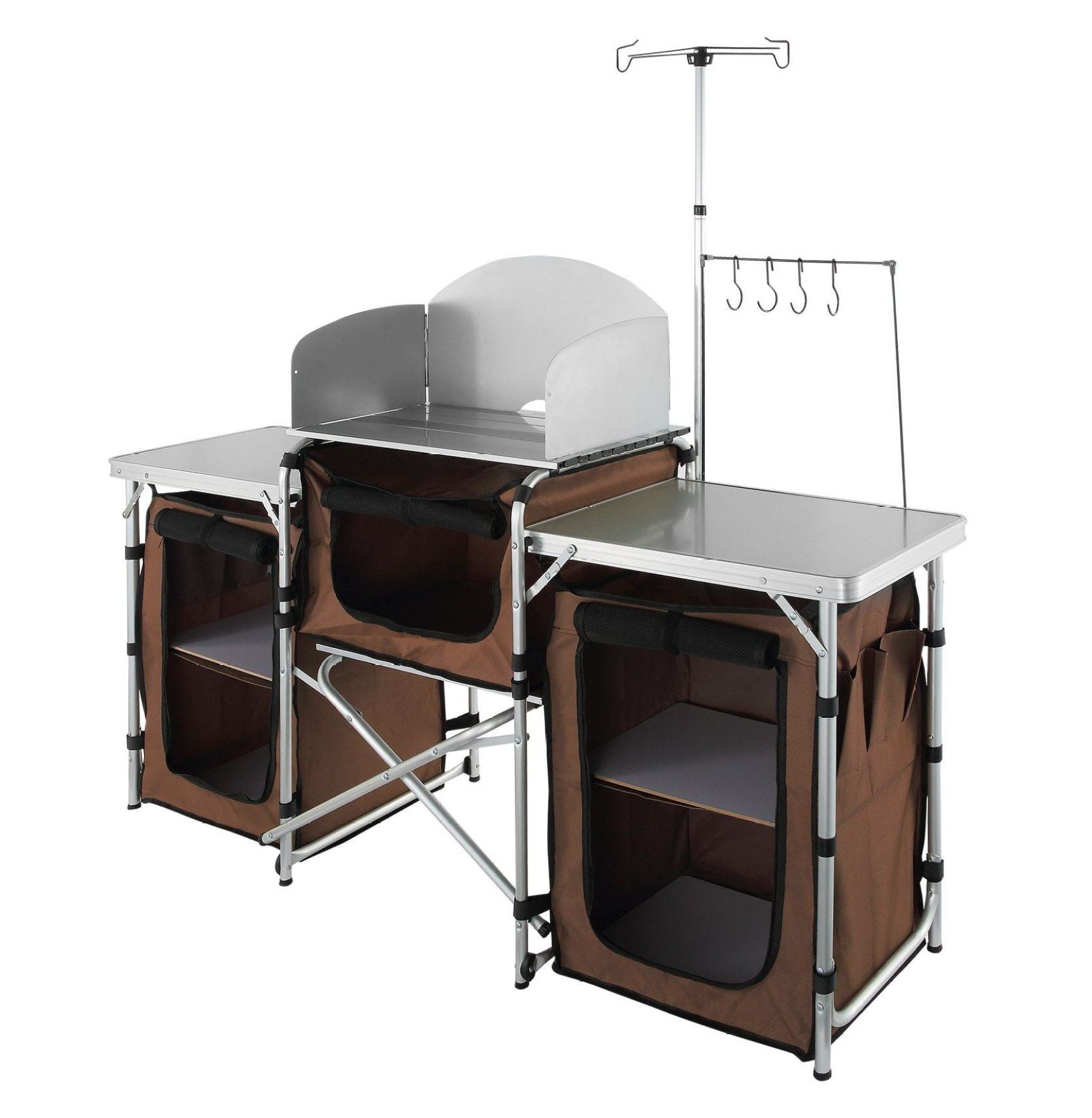 Camping Kitchen Table, Folding Outdoor Cooking Table with Storage ...