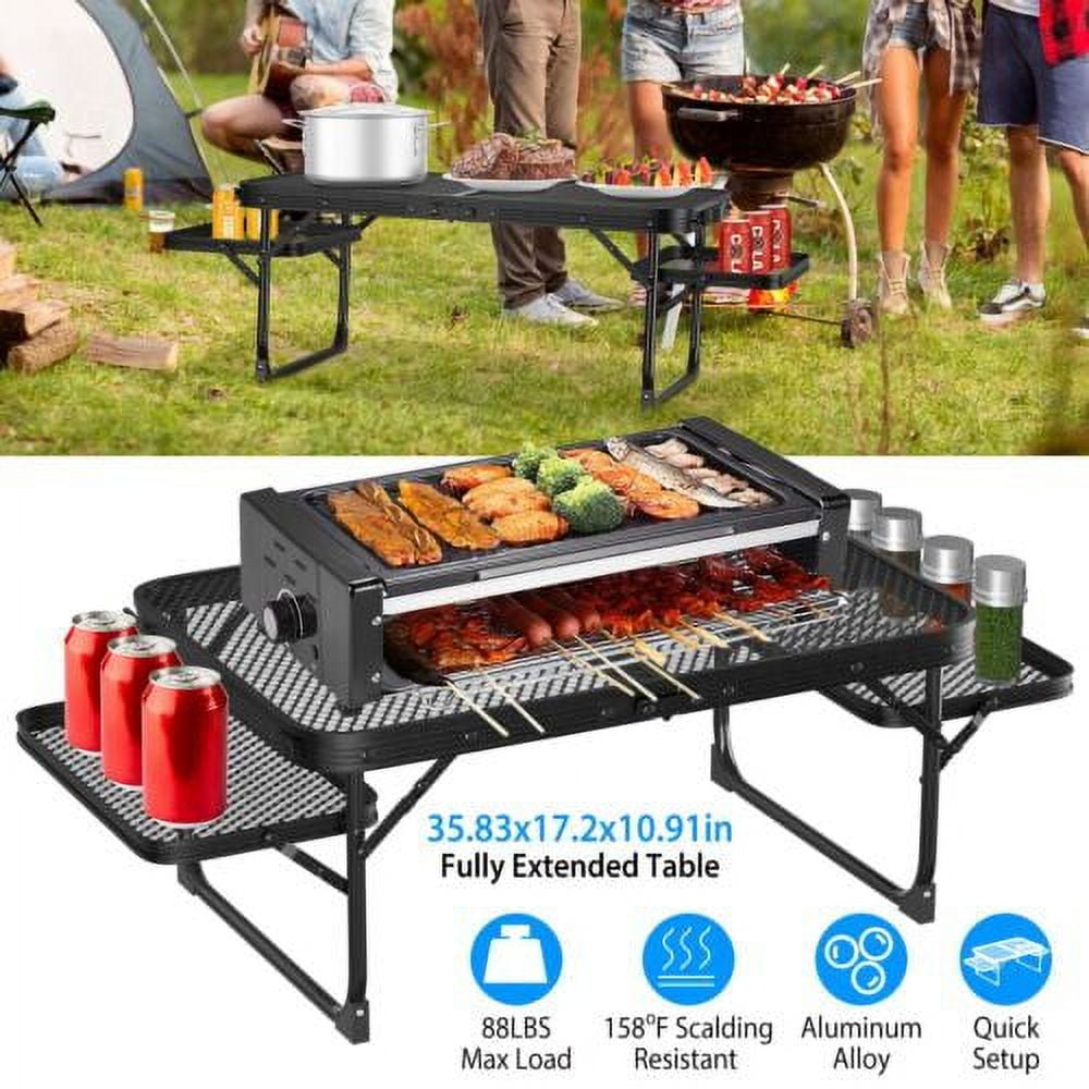 Camping Kitchen Table Folding Portable Cooking Table BBQ Grill Stand ...